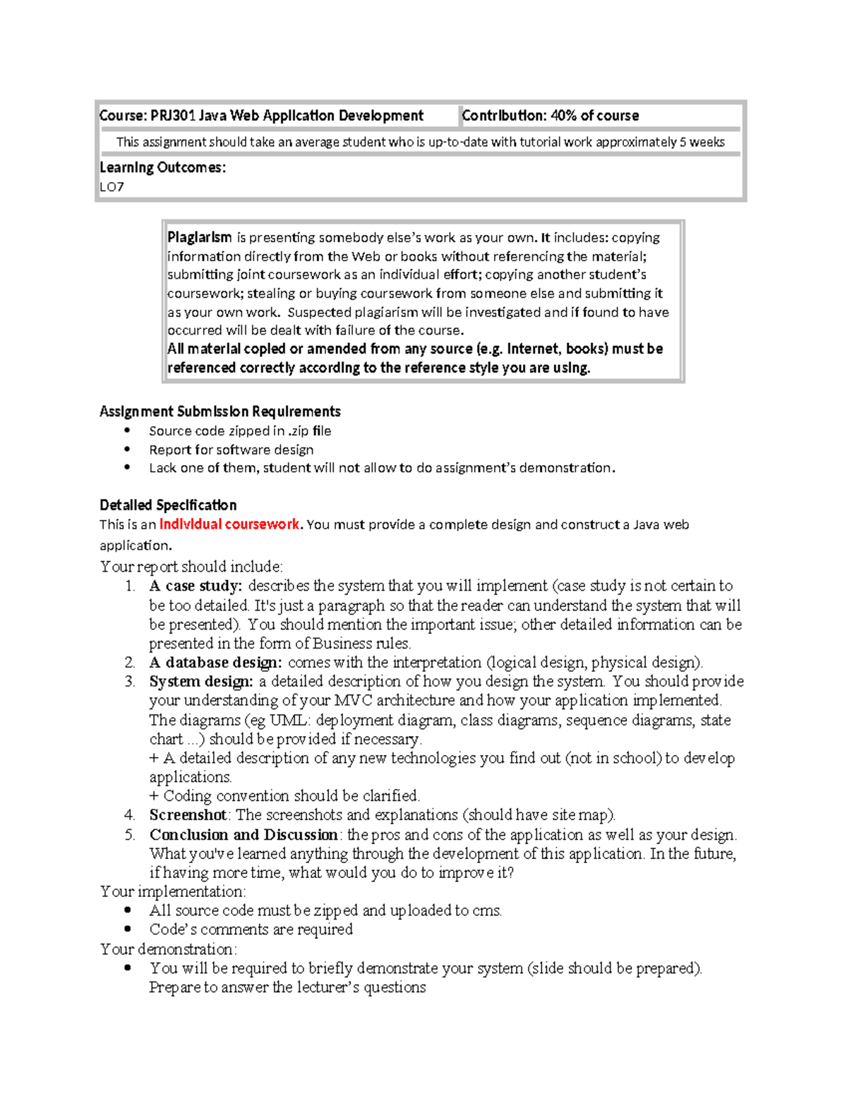 PRJ301 Final Assignment Requirements for Java Web App Development - Studocu
