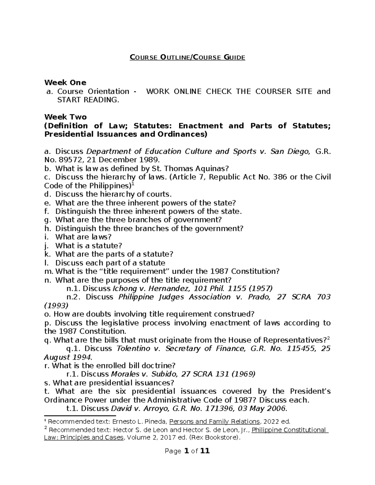 Course Plan STAT-CON-2023-24: Syllabus Overview and Weekly Topics - Studocu