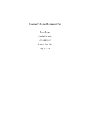 Professional Development Plan 6103 assessment 4 - Professional ...