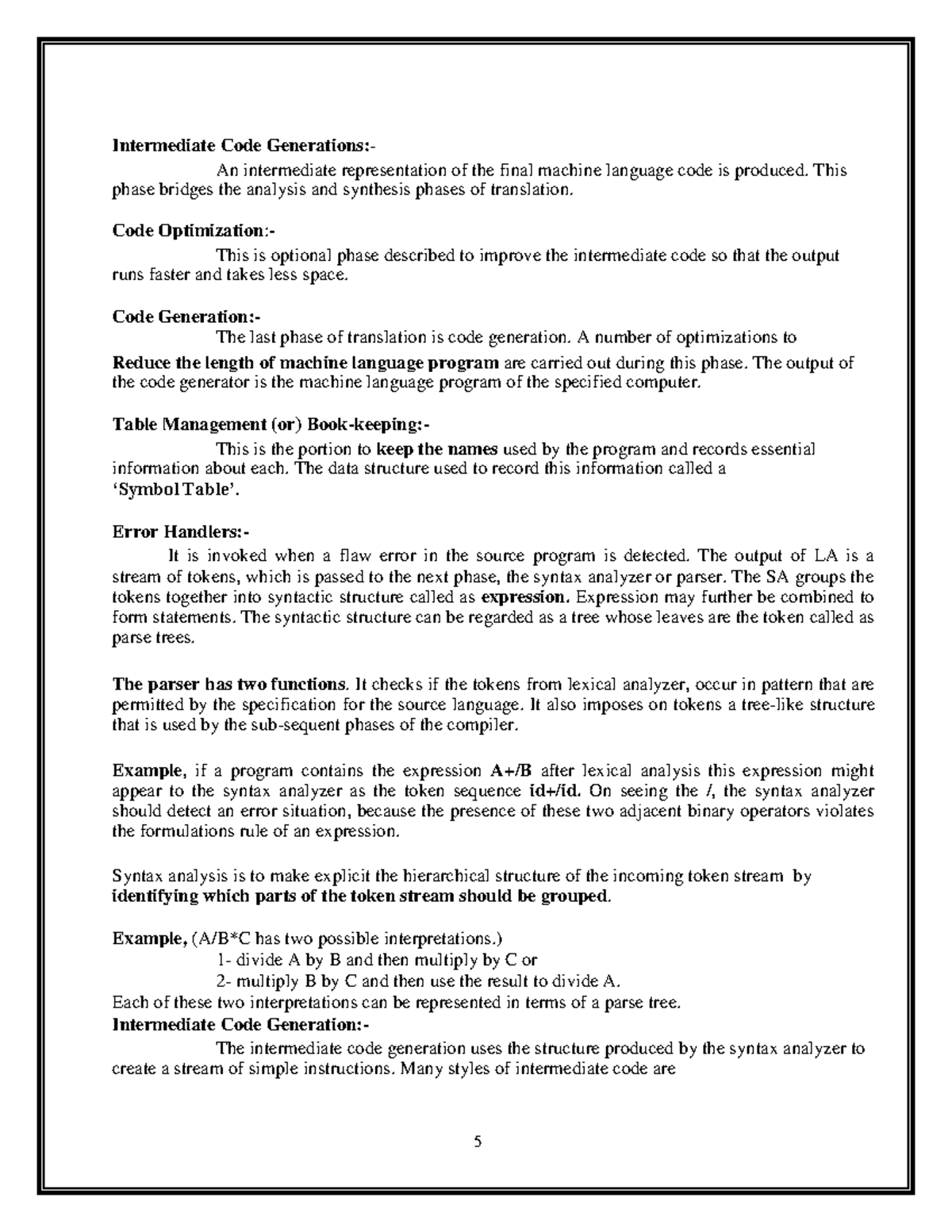 Compiler Design: Intermediate Code Generation & Optimization (CS101 ...