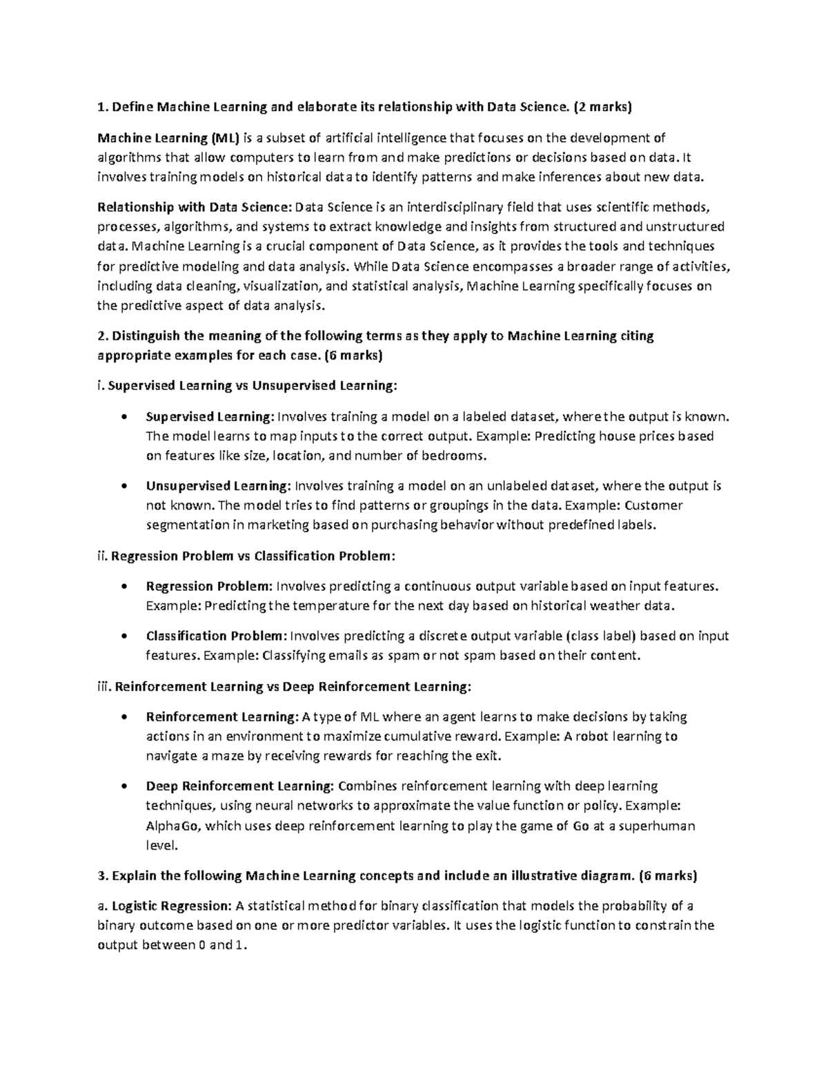 MLRevision - Machine Learning Revision Questions - 1. Define Machine ...