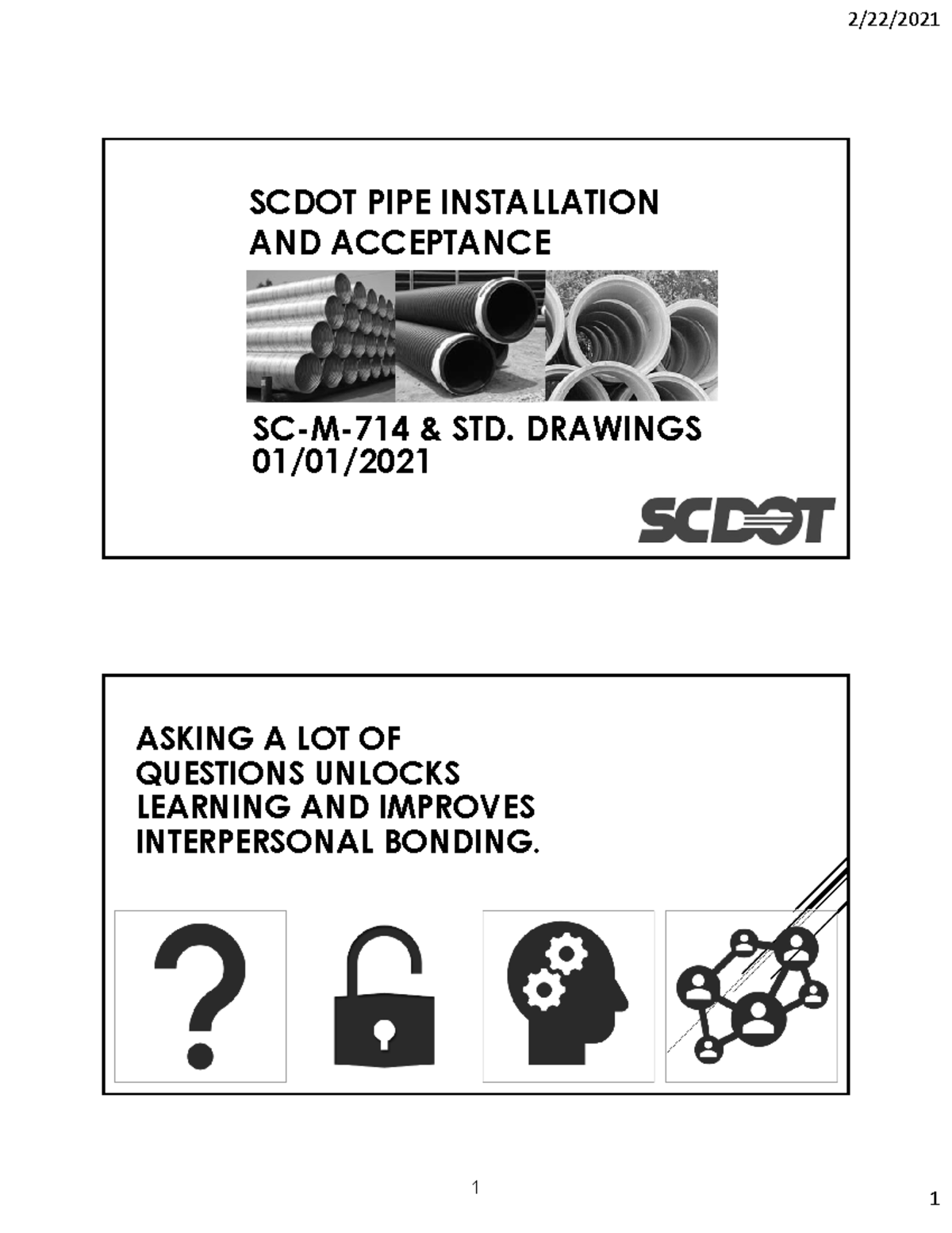 SCDOT Pipe Installation & Acceptance Std. Drawings - Earthworks ...