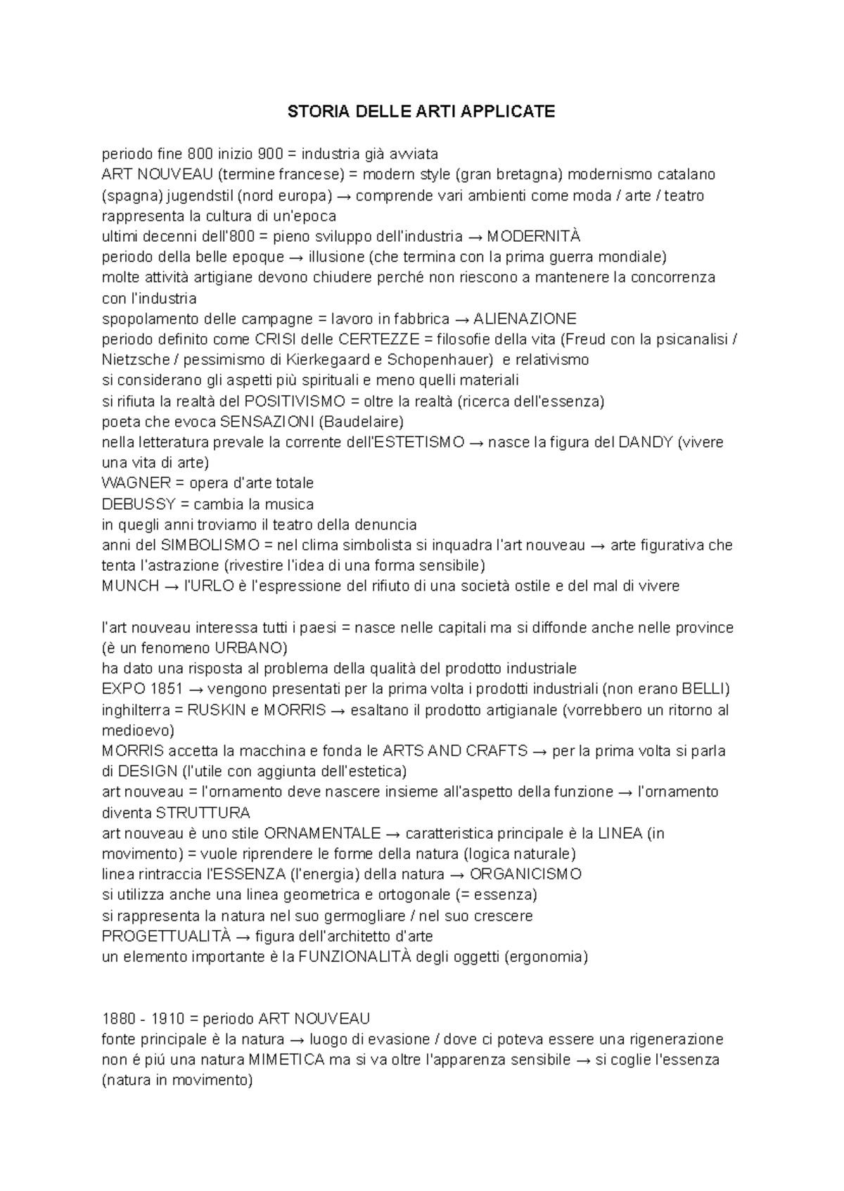 Storia Delle ARTI Applicate - STORIA DELLE ARTI APPLICATE periodo fine ...