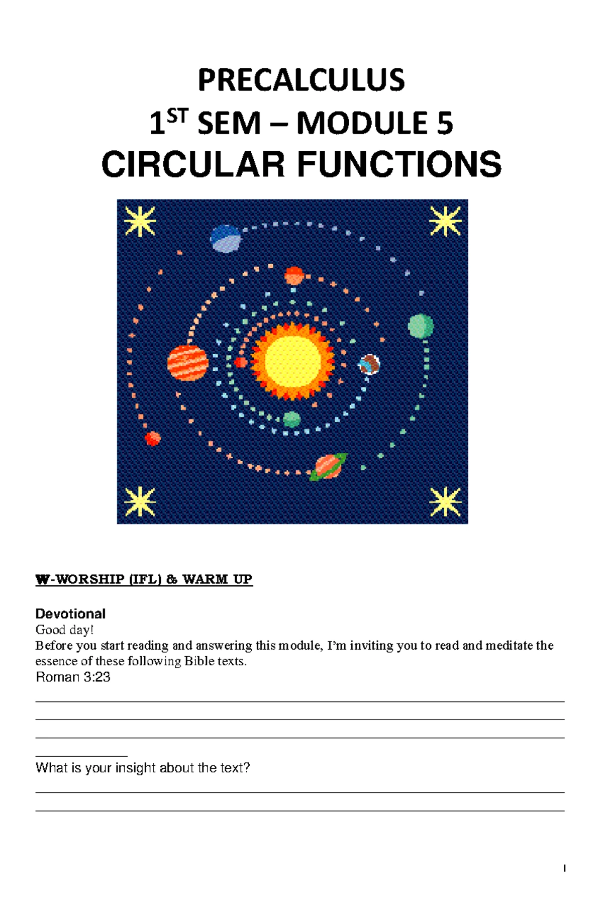 Pre Calculus Module-1 The Conic Sections - PRE-CALCULUS 1st Sem Module ...