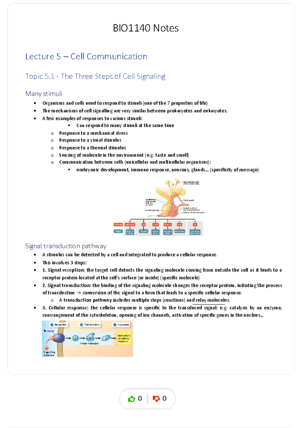 Dlstudocu -== - BIO1140 Notes Lecture 5 – Cell Communication Topic 5 ...