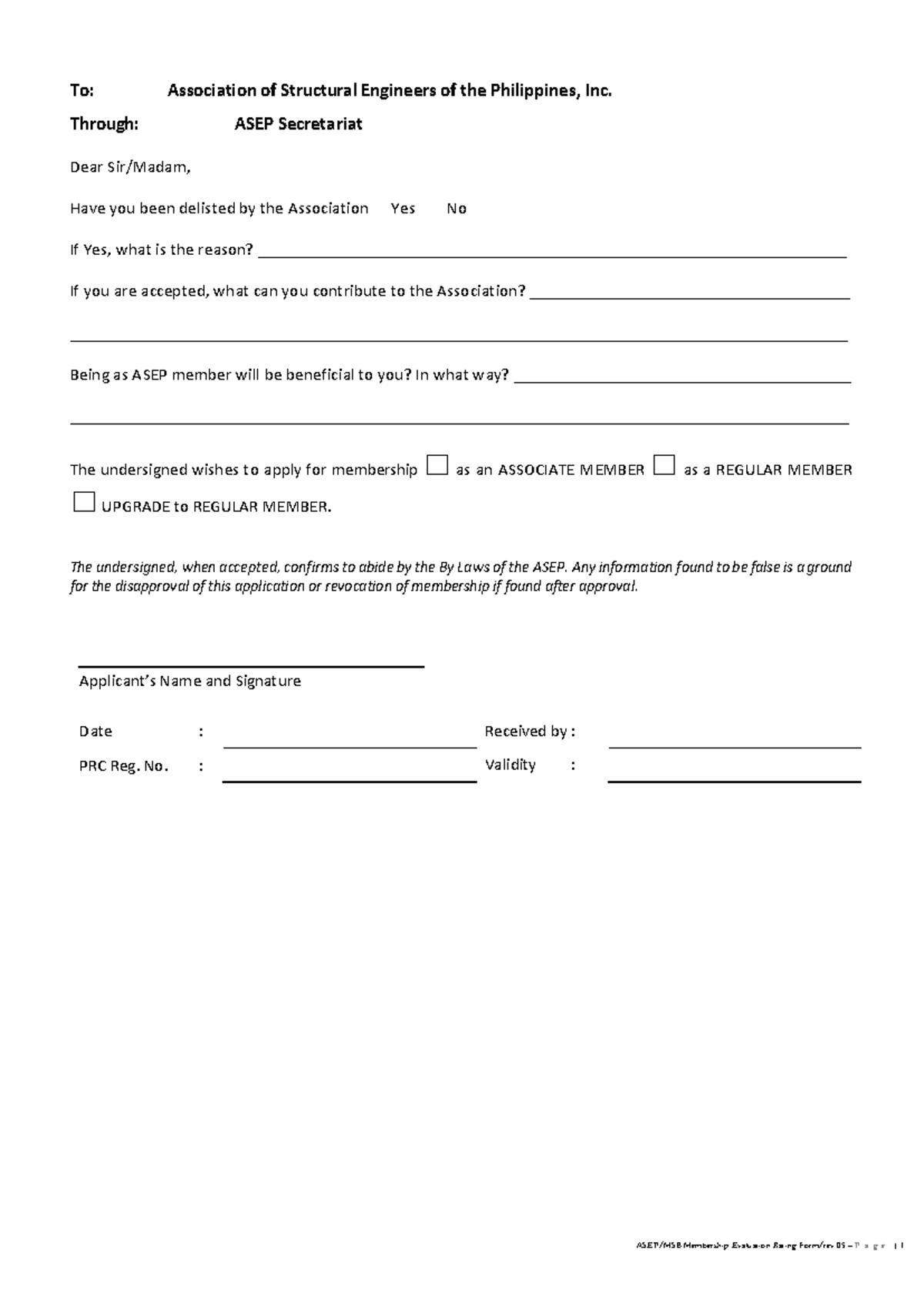 ASEP Membership Application Form - Guidelines & Checklist - Studocu