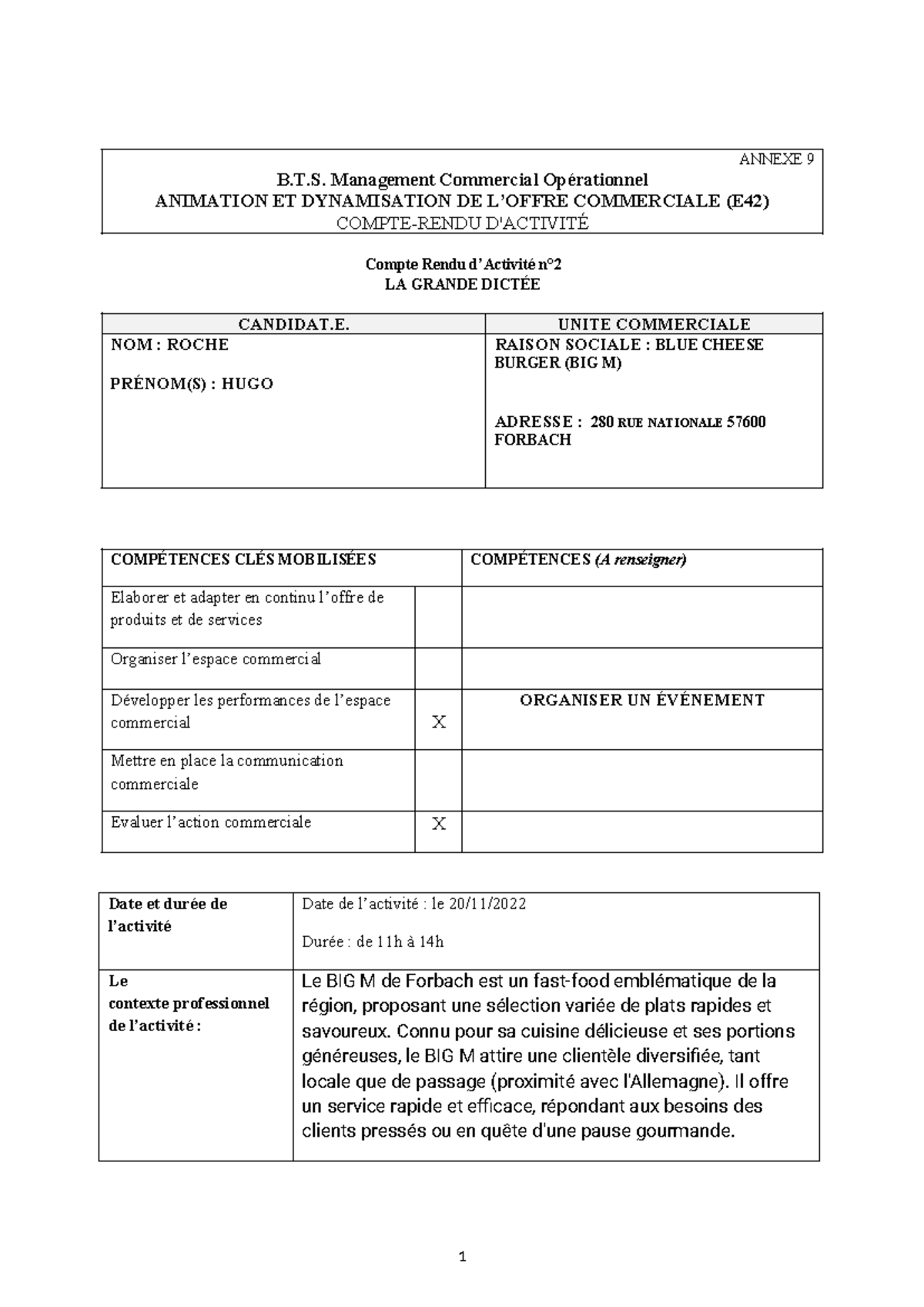E42 Compte Rendu d'Activité sur l'Événement "La Grande Dictée" - Studocu