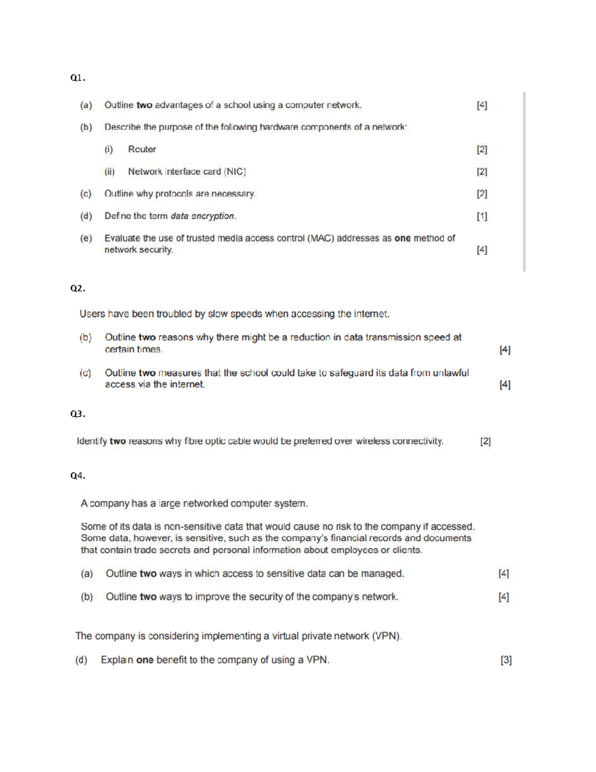 Ch-3 mock exam - just look at it - Computer Science SL - Q1. Q2. Q3. Q4 ...