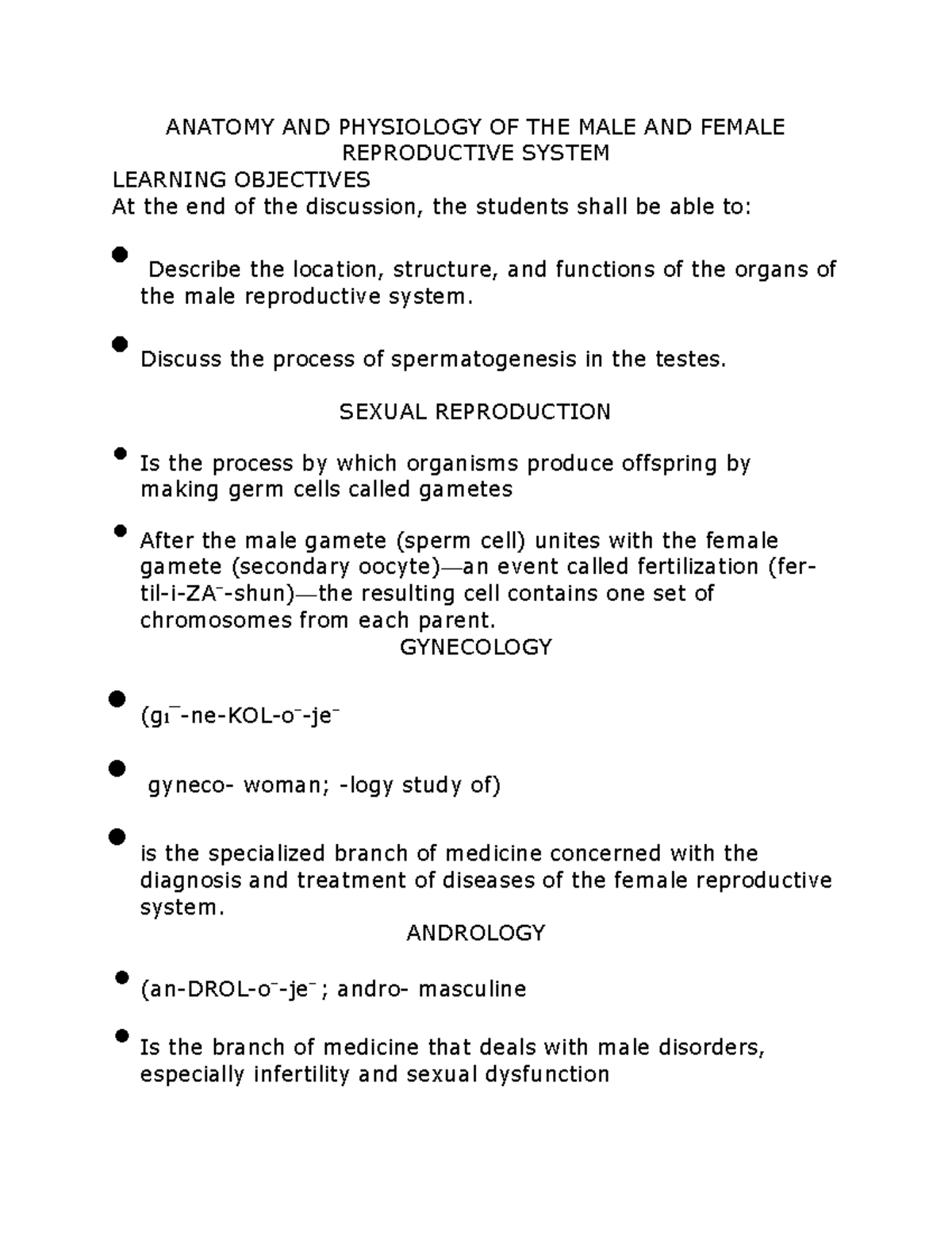 Anatomy & Physiology of Male & Female Reproductive Systems (BIO 101 ...