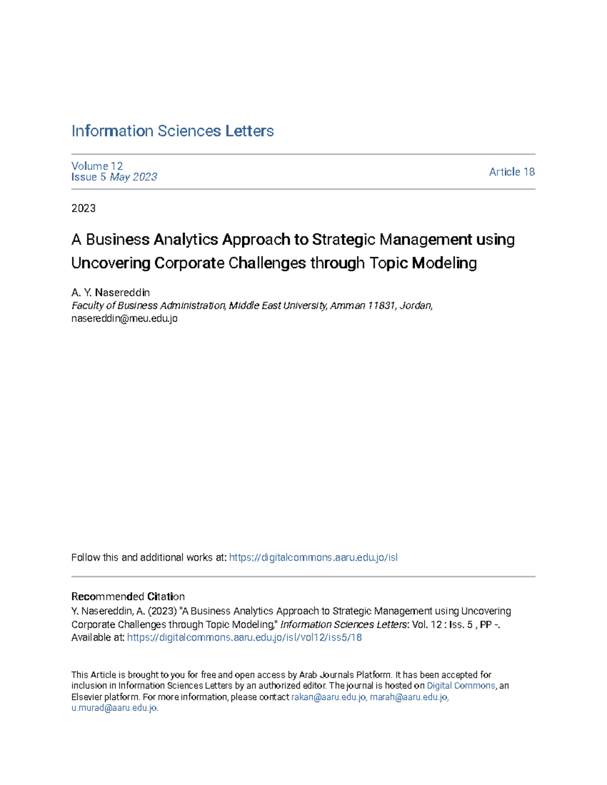 A Business Analytics Approach to Strategic Management using Uncov ...