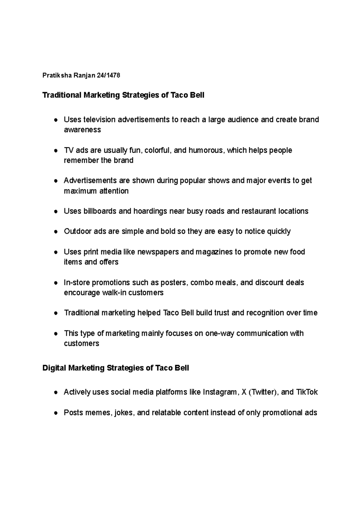 Assignment 2 - Traditional & Digital Marketing Strategies of Taco Bell ...
