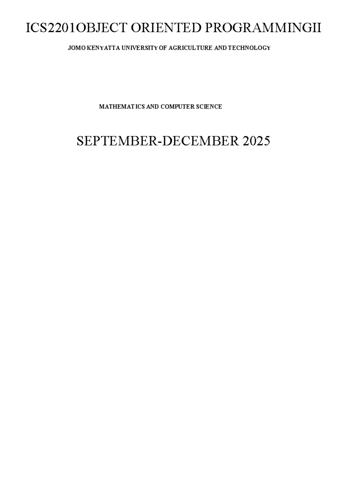 ICS2201 OOP II MCS 2025 - Comprehensive Java Programming Notes - Studocu