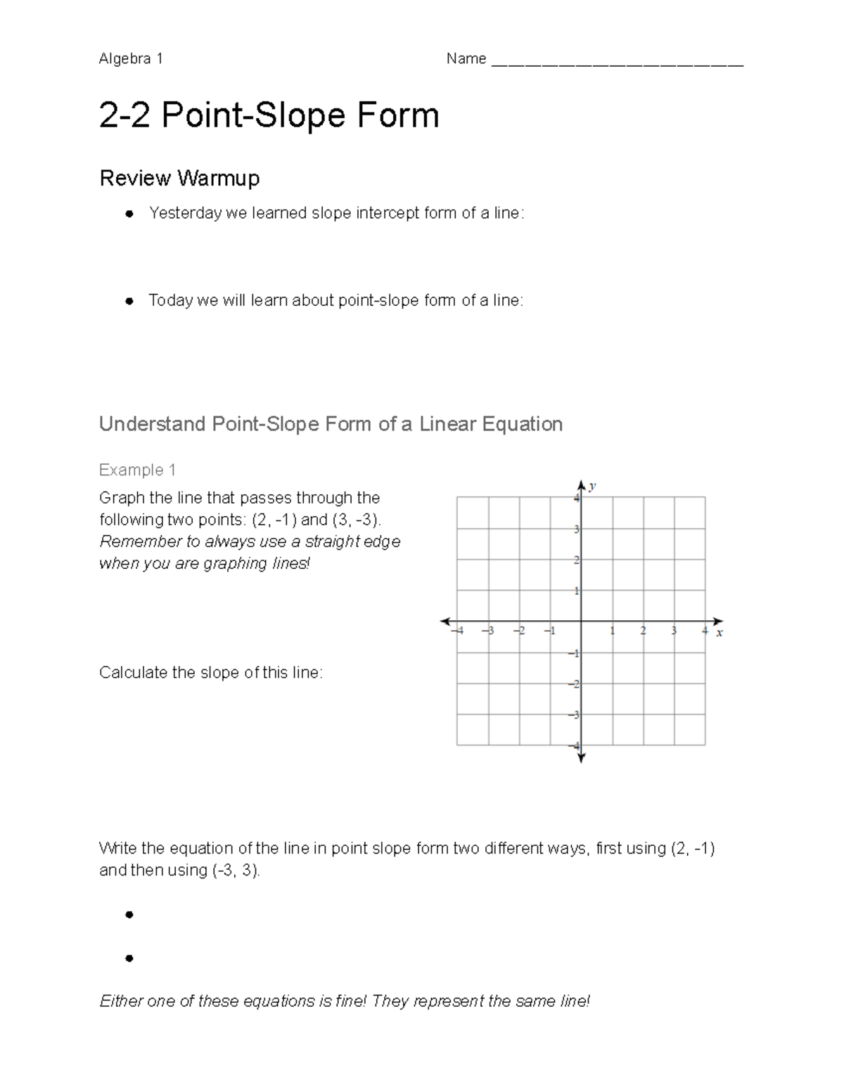 Algebra 1: 2-2 Notes on Linear Equations and Graphing - Studocu