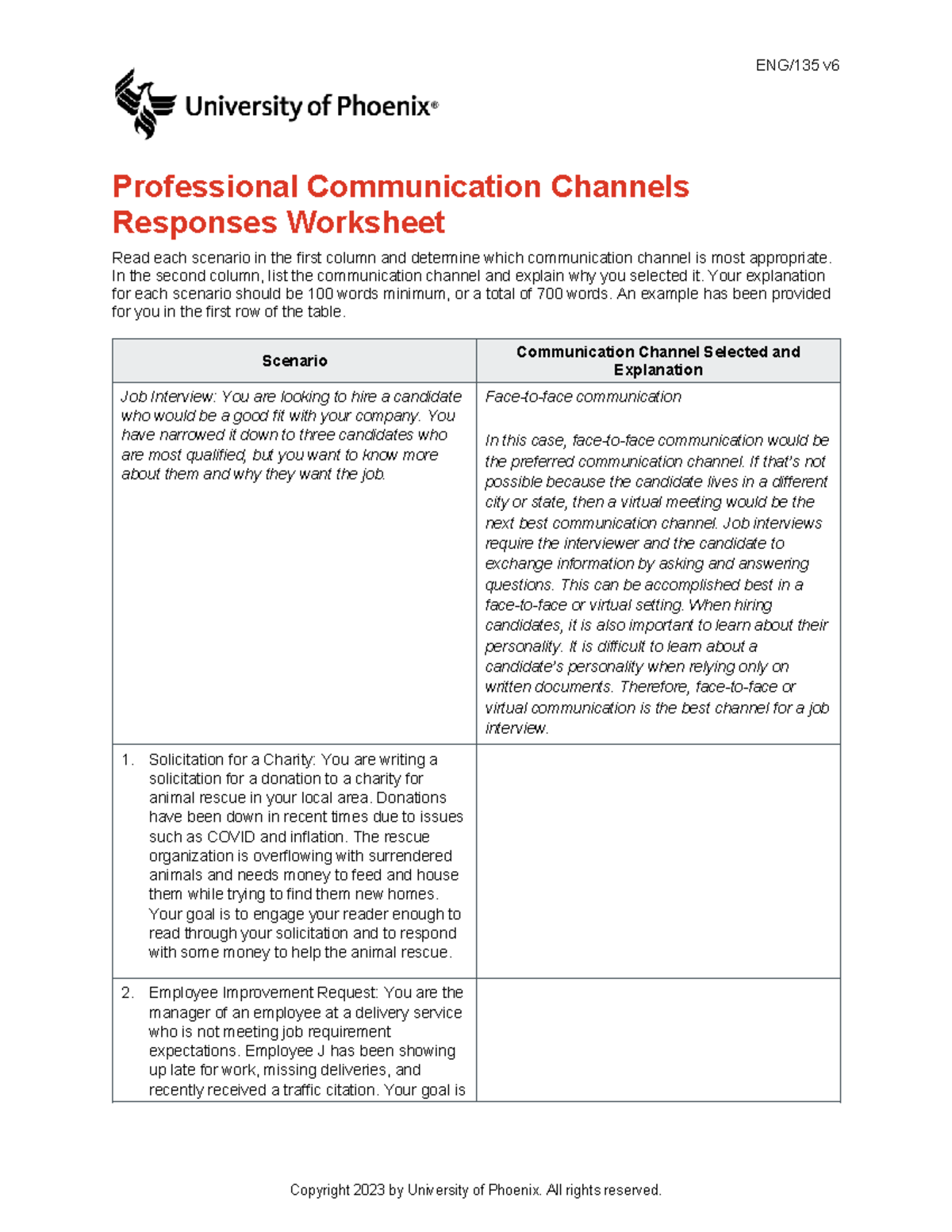 ENG135 v6 Week 4 Professional Communication Channels Responses ...