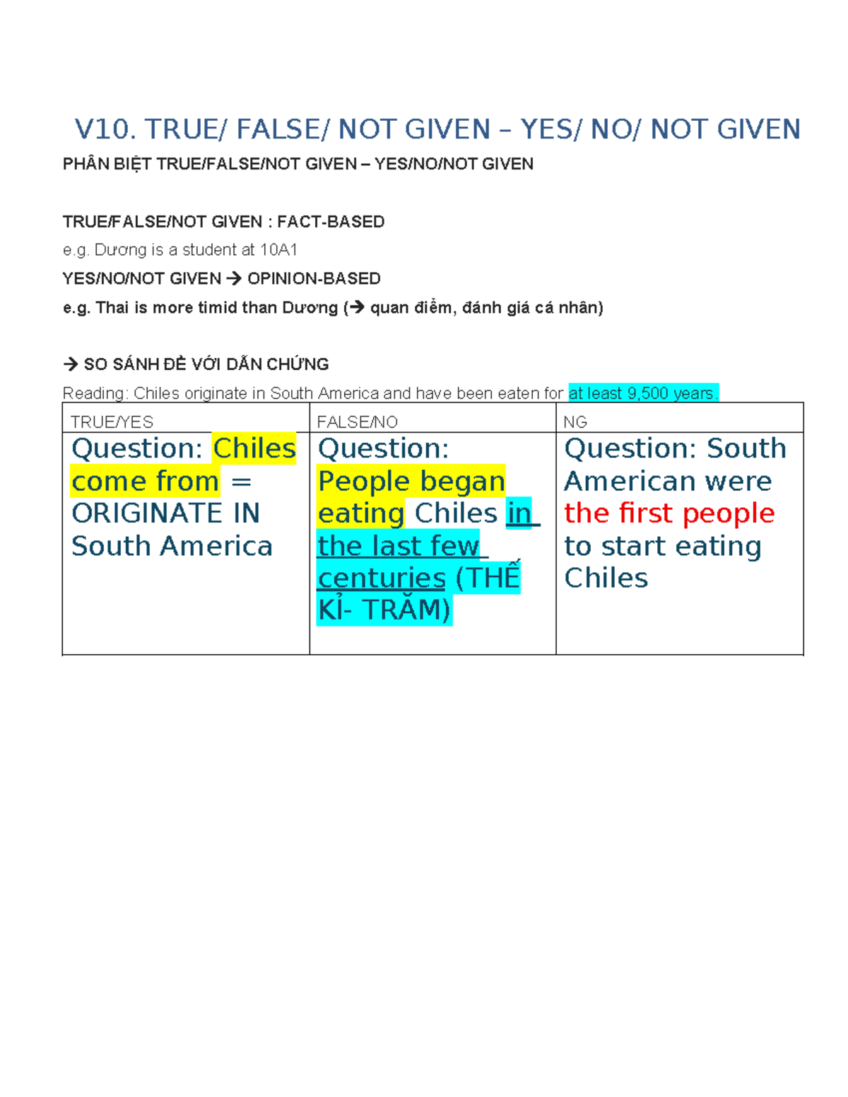 Reading 3 - English: Understanding Given and Not Given Concepts - Studocu