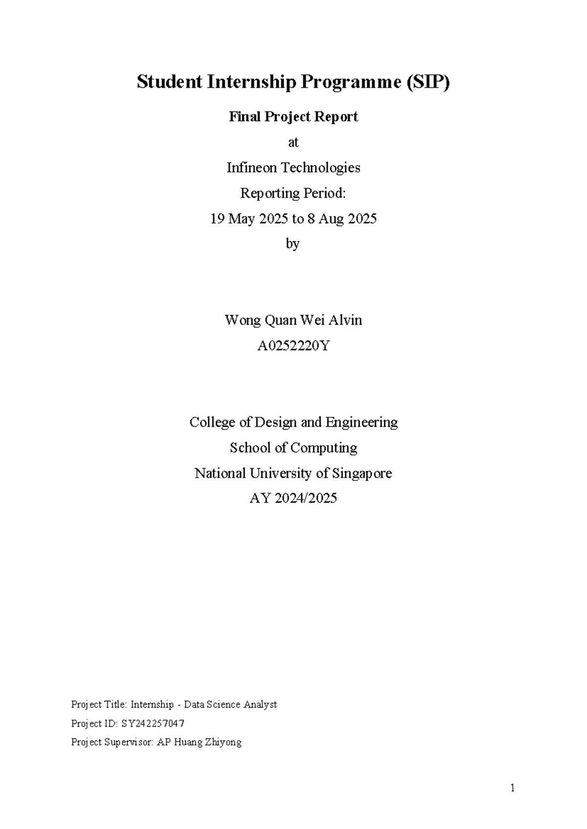 SIP Final Project Report: Data Science Internship at Infineon ...