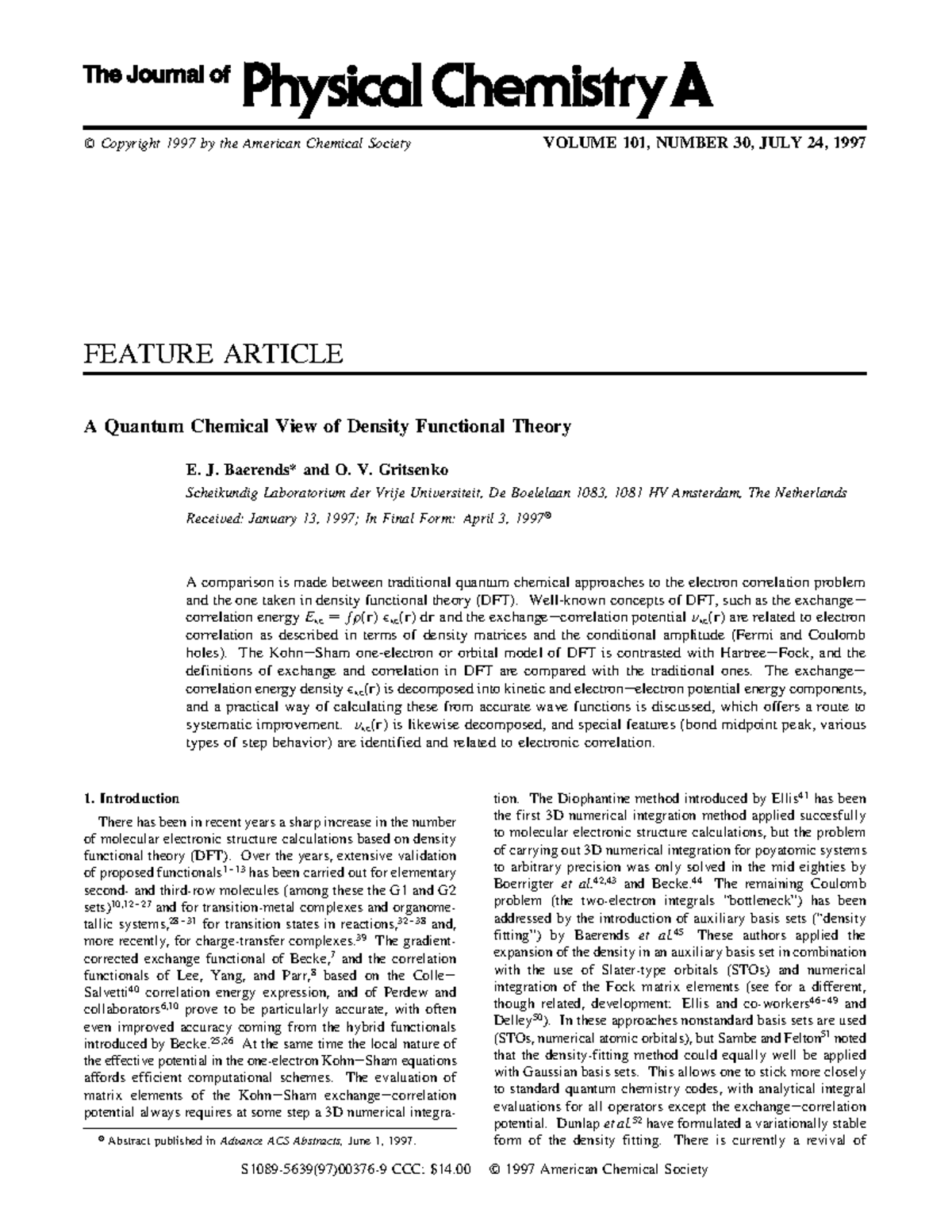A Quantum Chemical Perspective on Density Functional Theory (DFT) - Studocu