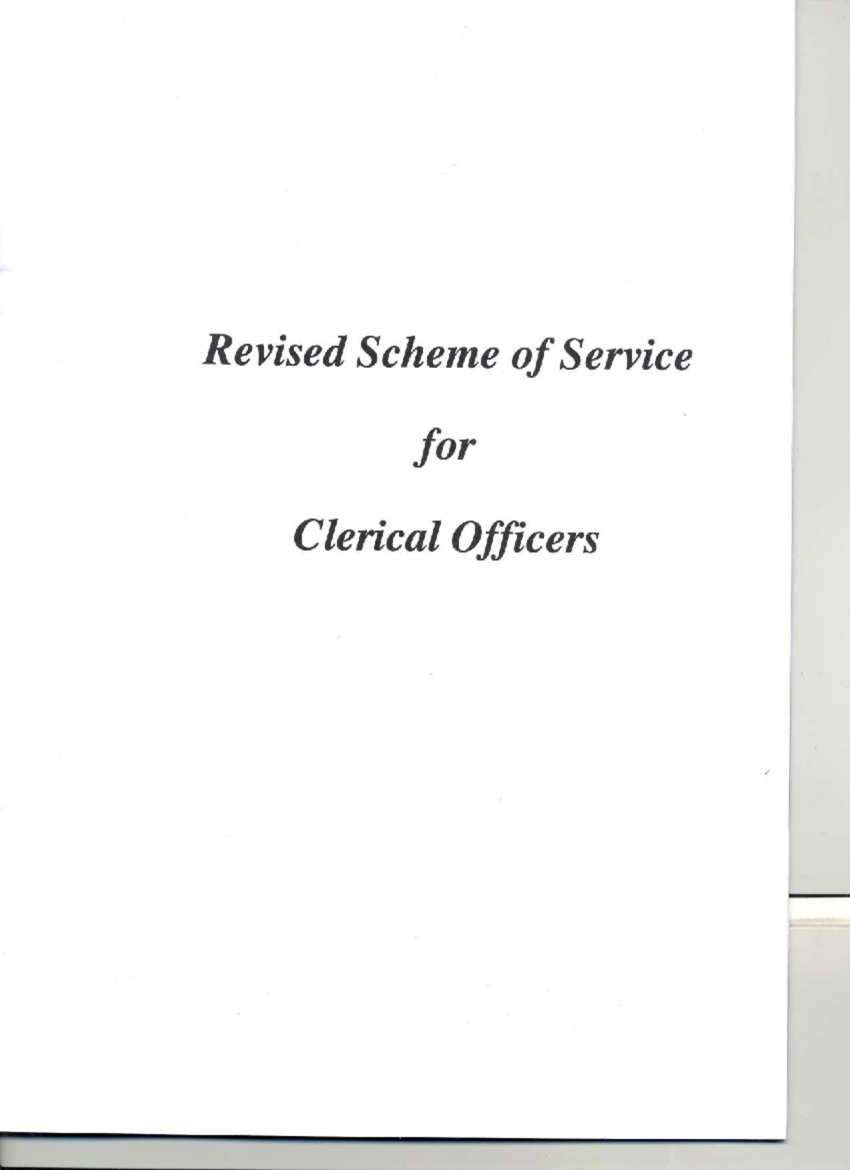 Revised Scheme of Service for Clerical Officers - Kenya - Studocu