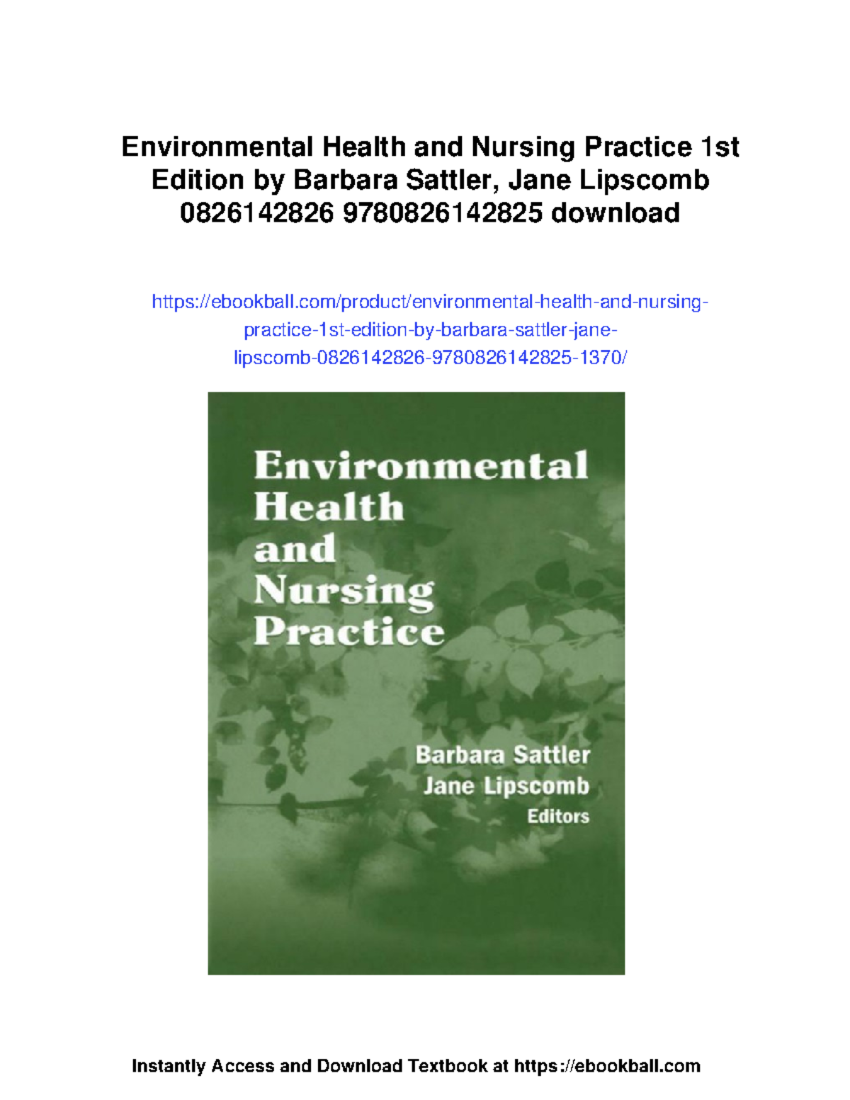 Environmental health and nursing practice: 1st edition overview - Studocu