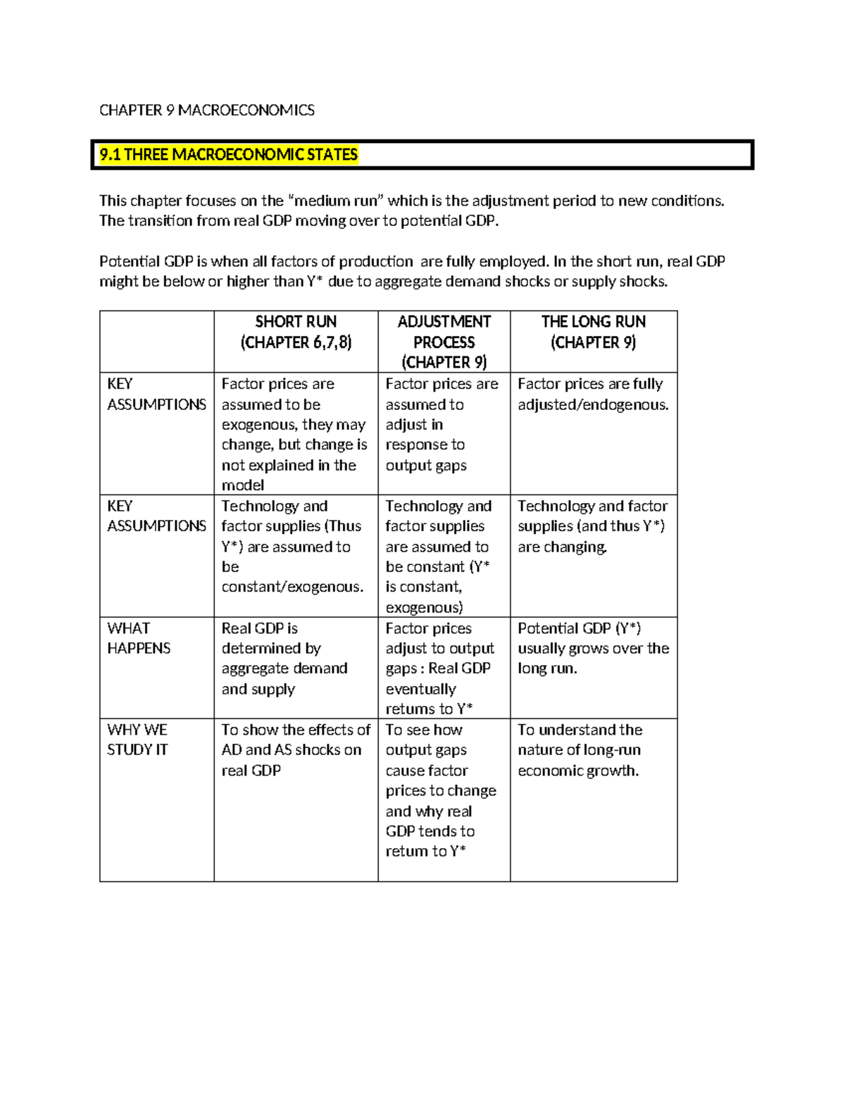 Chapter 9 Macroeconomics - CHAPTER 9 MACROECONOMICS 9 THREE ...