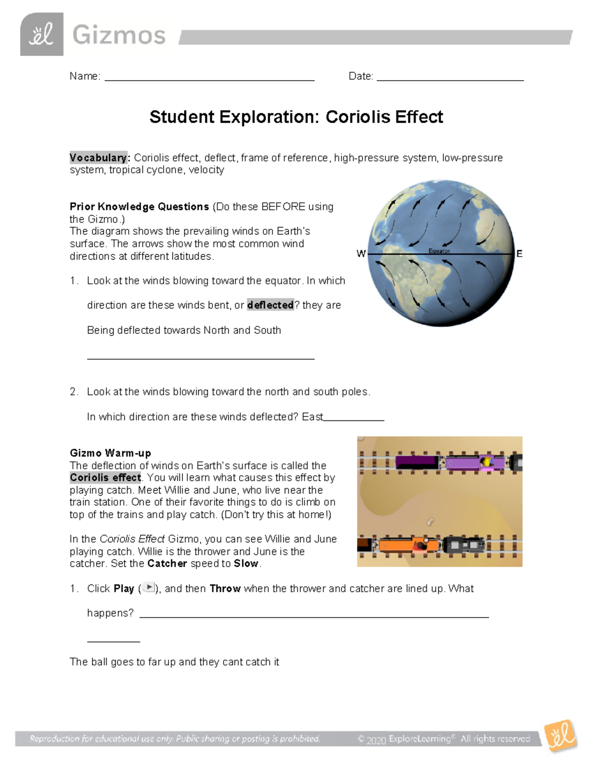 Coriolis Effect Exploration Gizmo SE-1: Understanding Wind Deflection ...