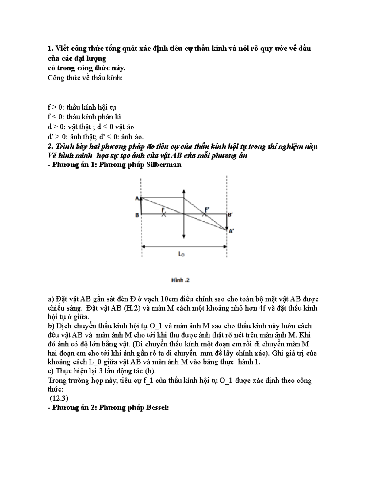 Tra loi bai 9 - ghfghf - 1. Viết công thức tổng quát xác định tiêu cự ...
