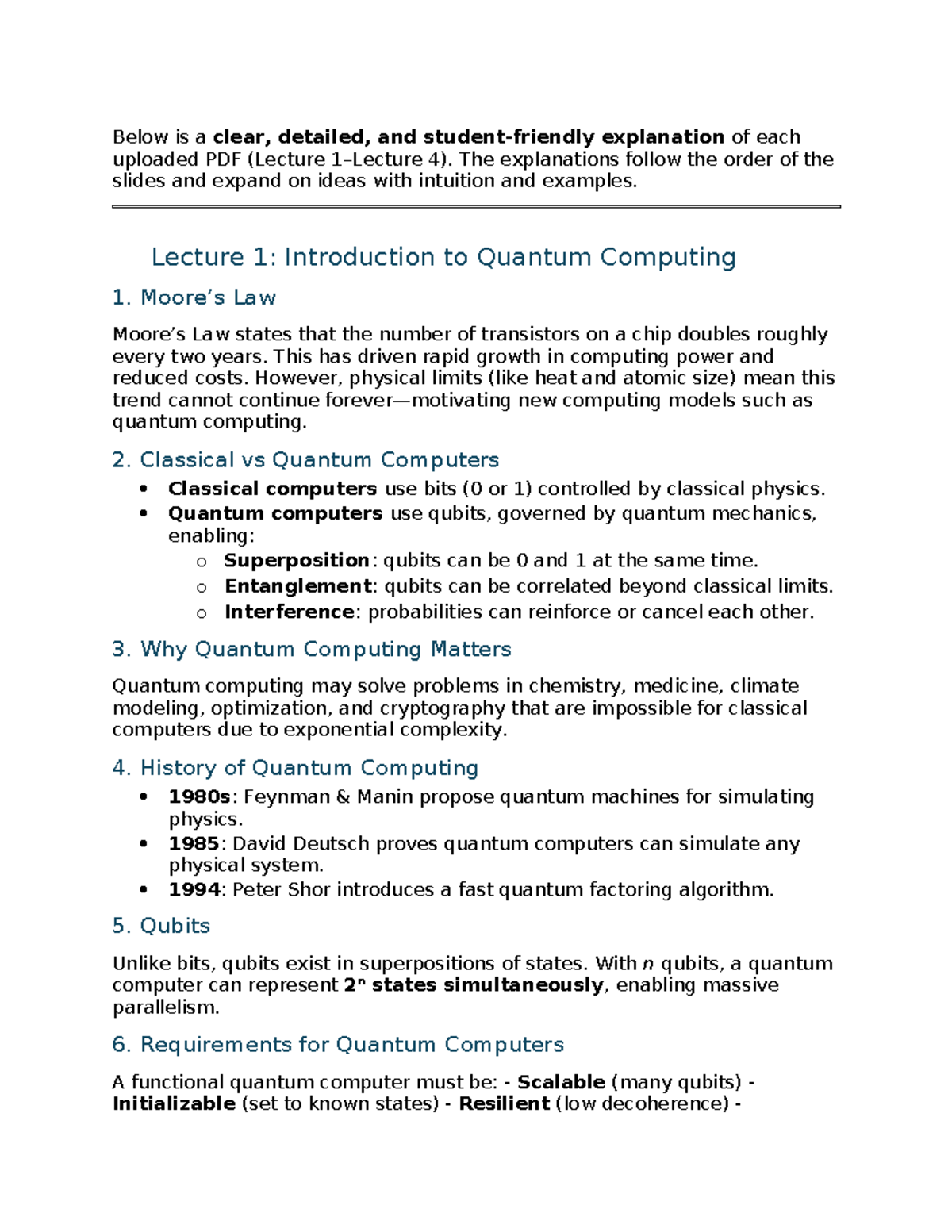 Detailed Explanation of Quantum Computing Lectures (Lecture 4) - Studocu