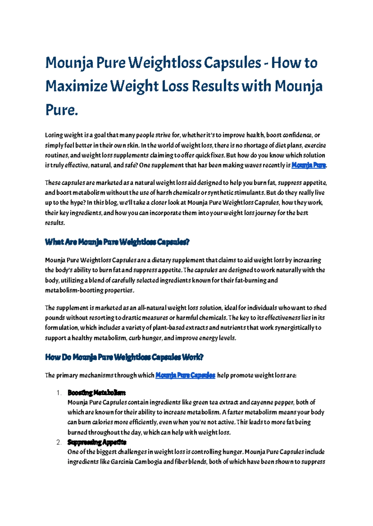 Mounja Pure Capsules - A Guide to Using Mounja Pure for Effective ...