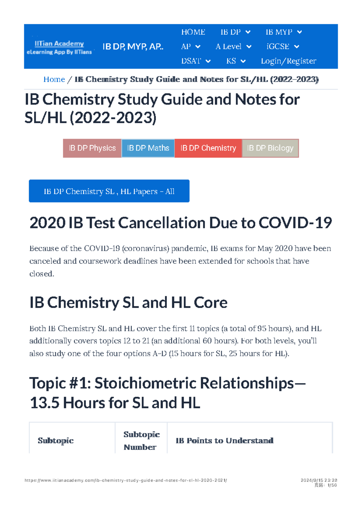 IB Chemistry SL-HL Study Guide & Notes (2022-2023) - Studocu