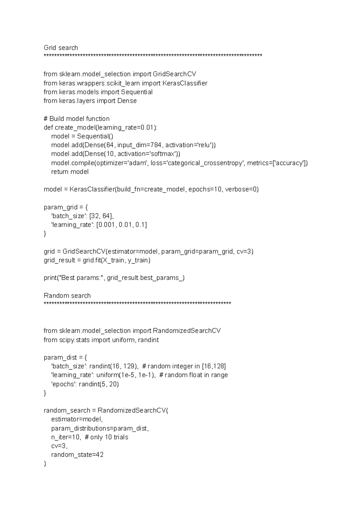 Gridsearch random search - Grid search from sklearn_selection import ...