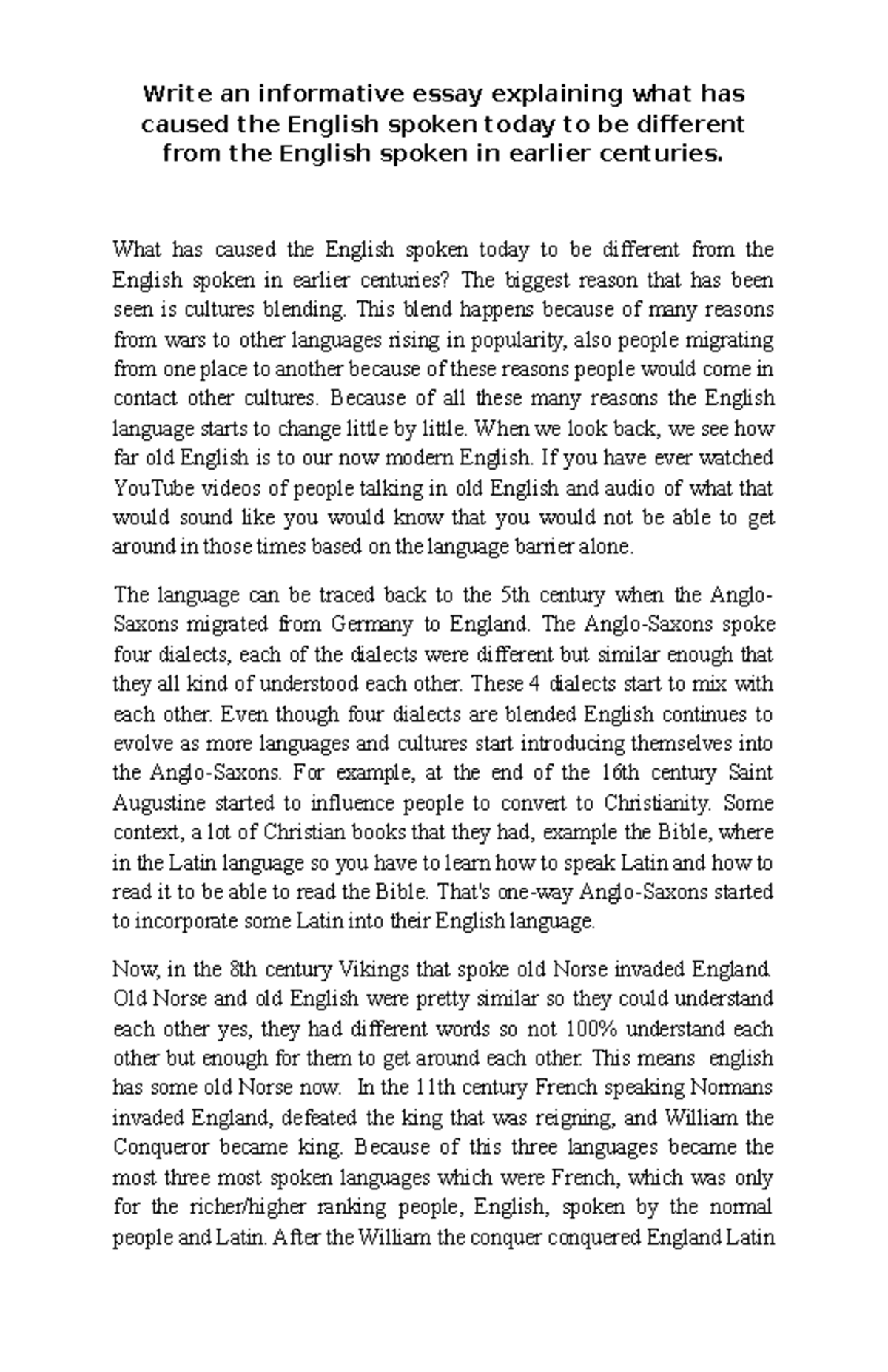 The Evolution of English: Modern vs. Old English Differences - Studocu