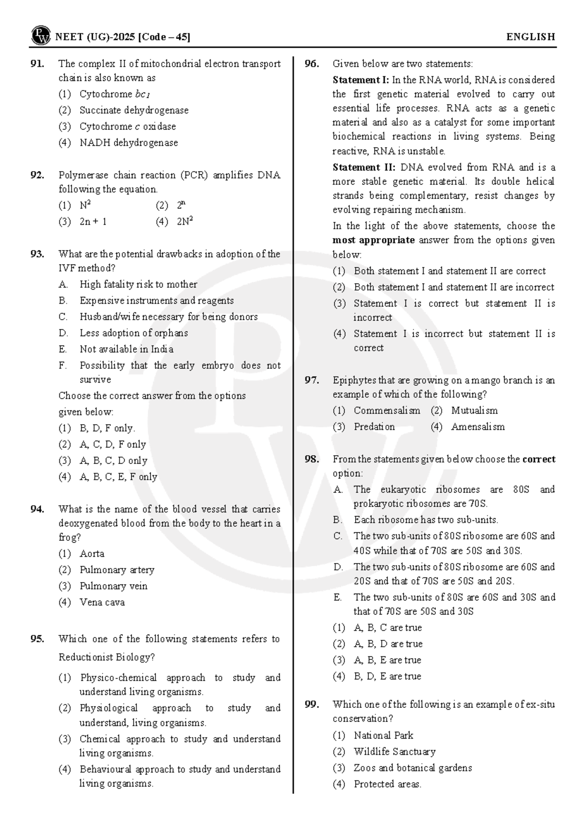 NEET PYQ Botany: Complex II & Genetic Material Insights - Studocu