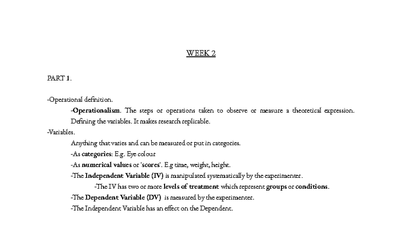 Research Methods Notes: Week 2 to Week 8 Overview - Studocu