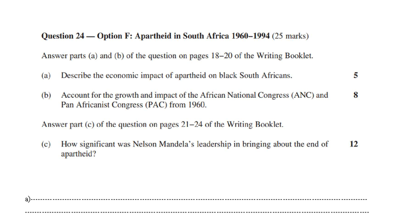 HSC SA - Past Questions on Apartheid: Economic Impact & ANC Growth ...