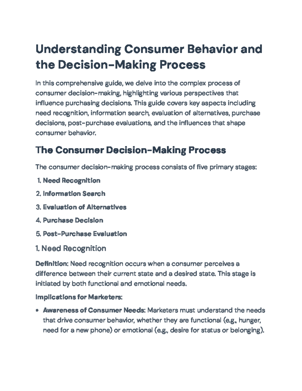Consumer Behavior & Decision-Making Process Overview (CBE101) - Studocu
