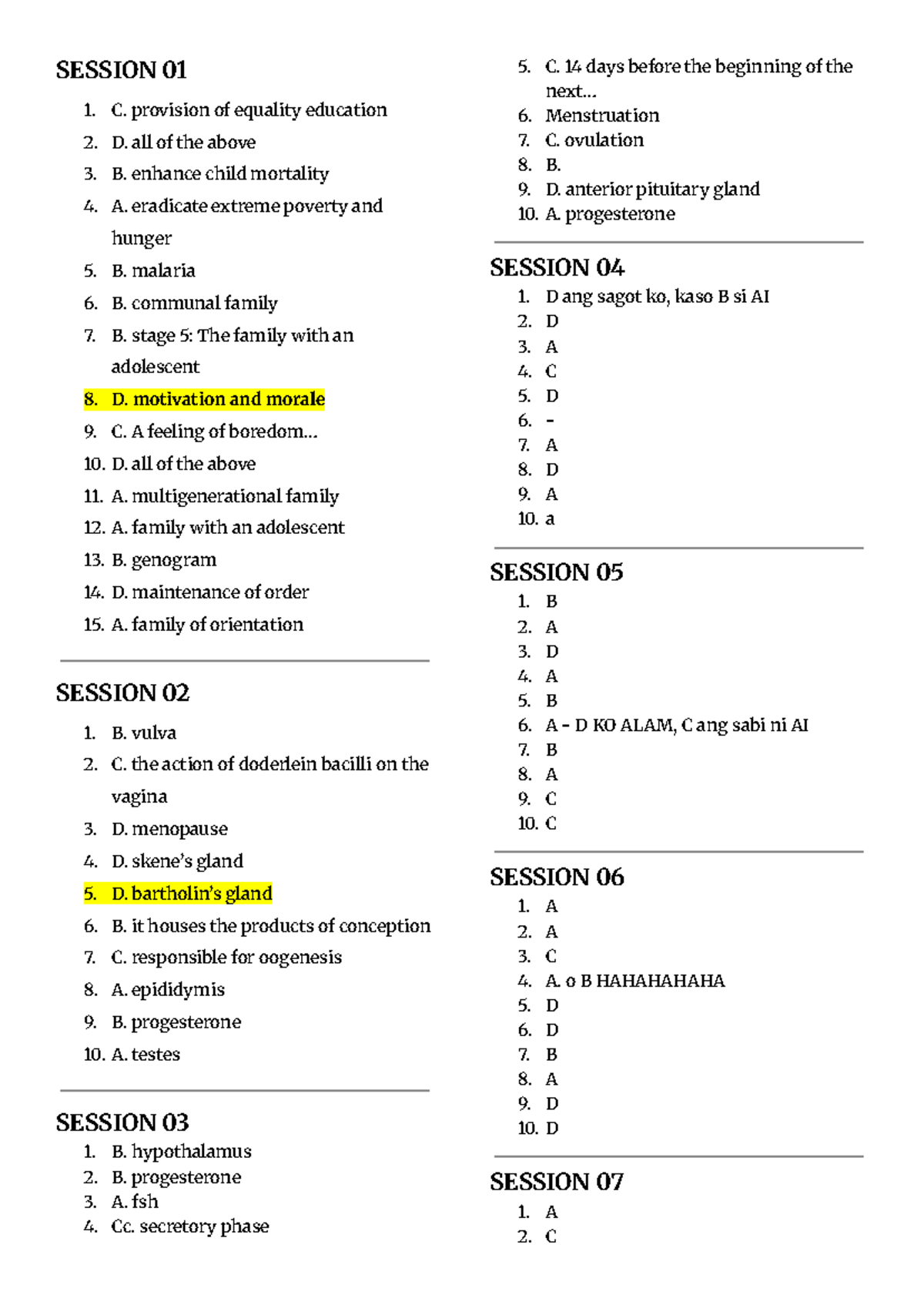 OB LEC 1-8 CFU - 2nd Year OB RLE Sessions Overview - Studocu