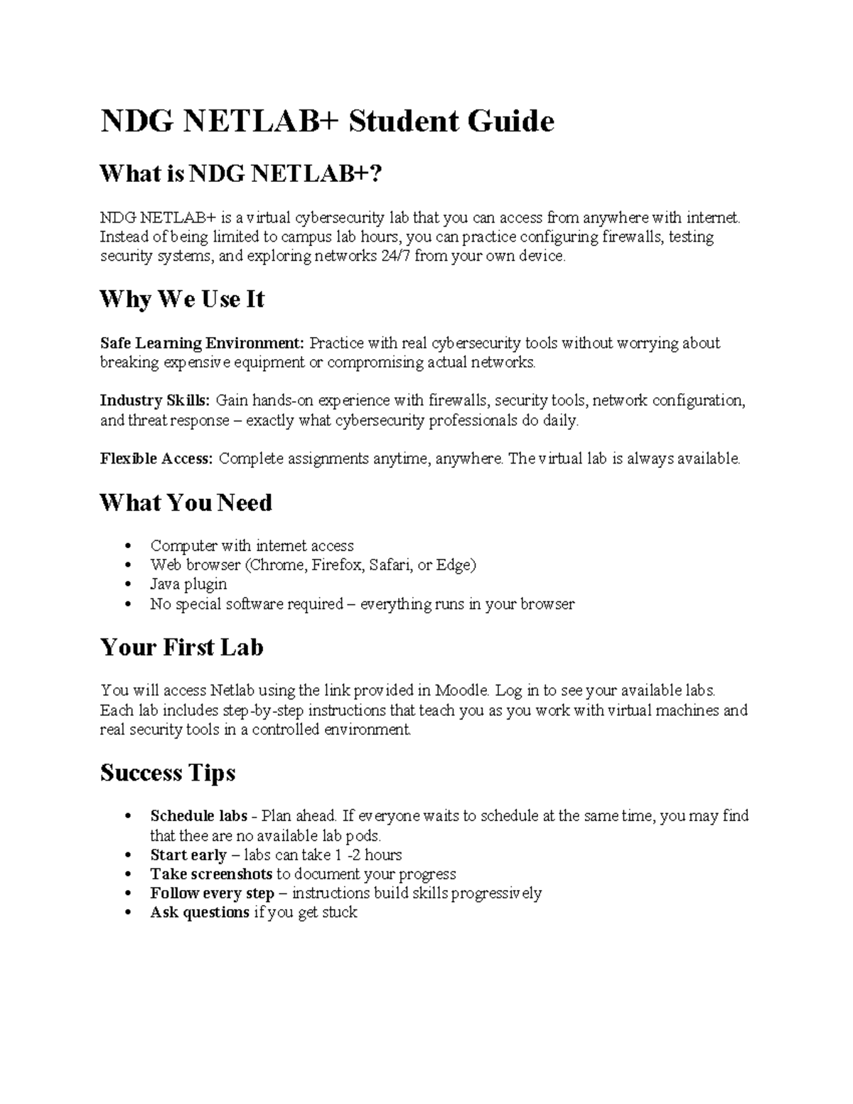 NDG Student Guide: Introduction to Netlab for Cybersecurity - Studocu