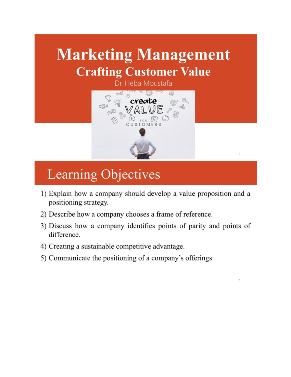 Marketing Management Lecture 7: Crafting Customer Value Strategies ...