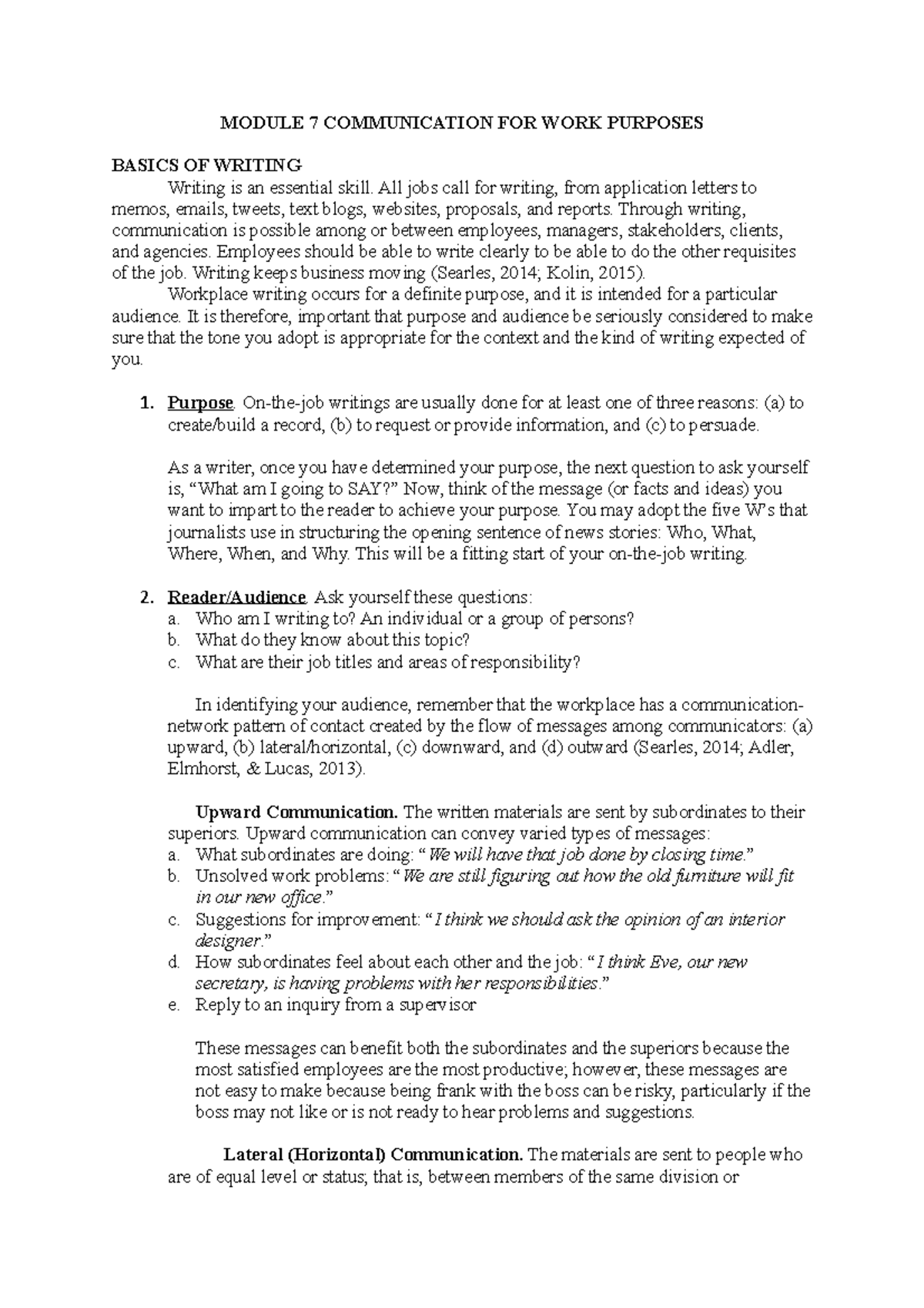 Purposive Communication, Module 7 - PangSU - Studocu