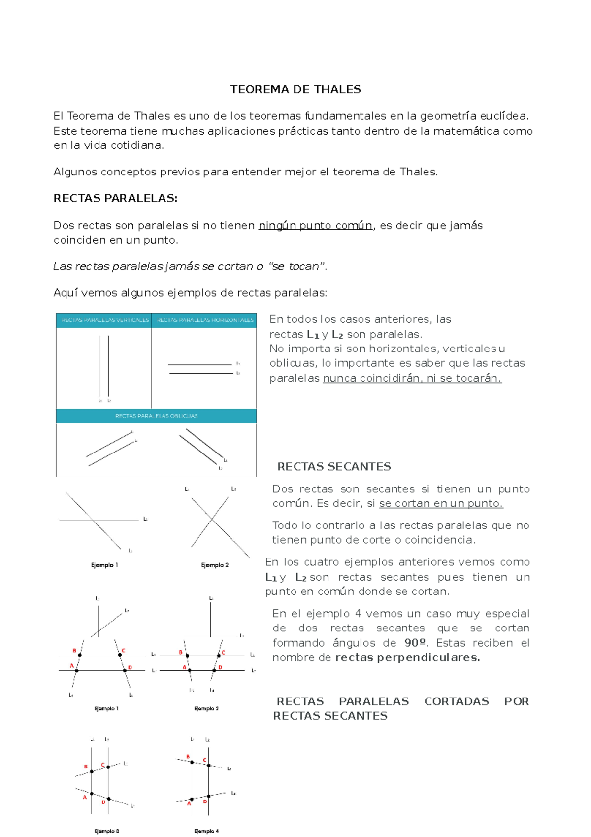 Teoremas de Geometría: Thales, Pitágoras y Euclides - Studocu
