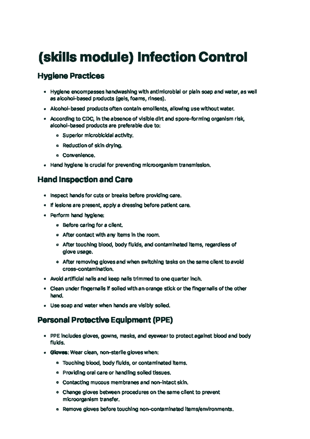 (skills module) Infection Control - (skills module) Infection Control ...