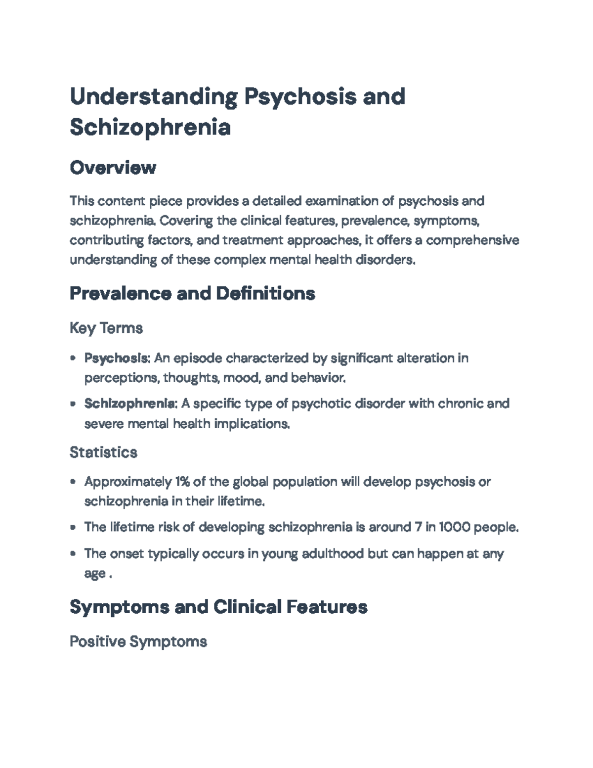 Understanding Psychosis & Schizophrenia: Clinical Features & Treatments ...