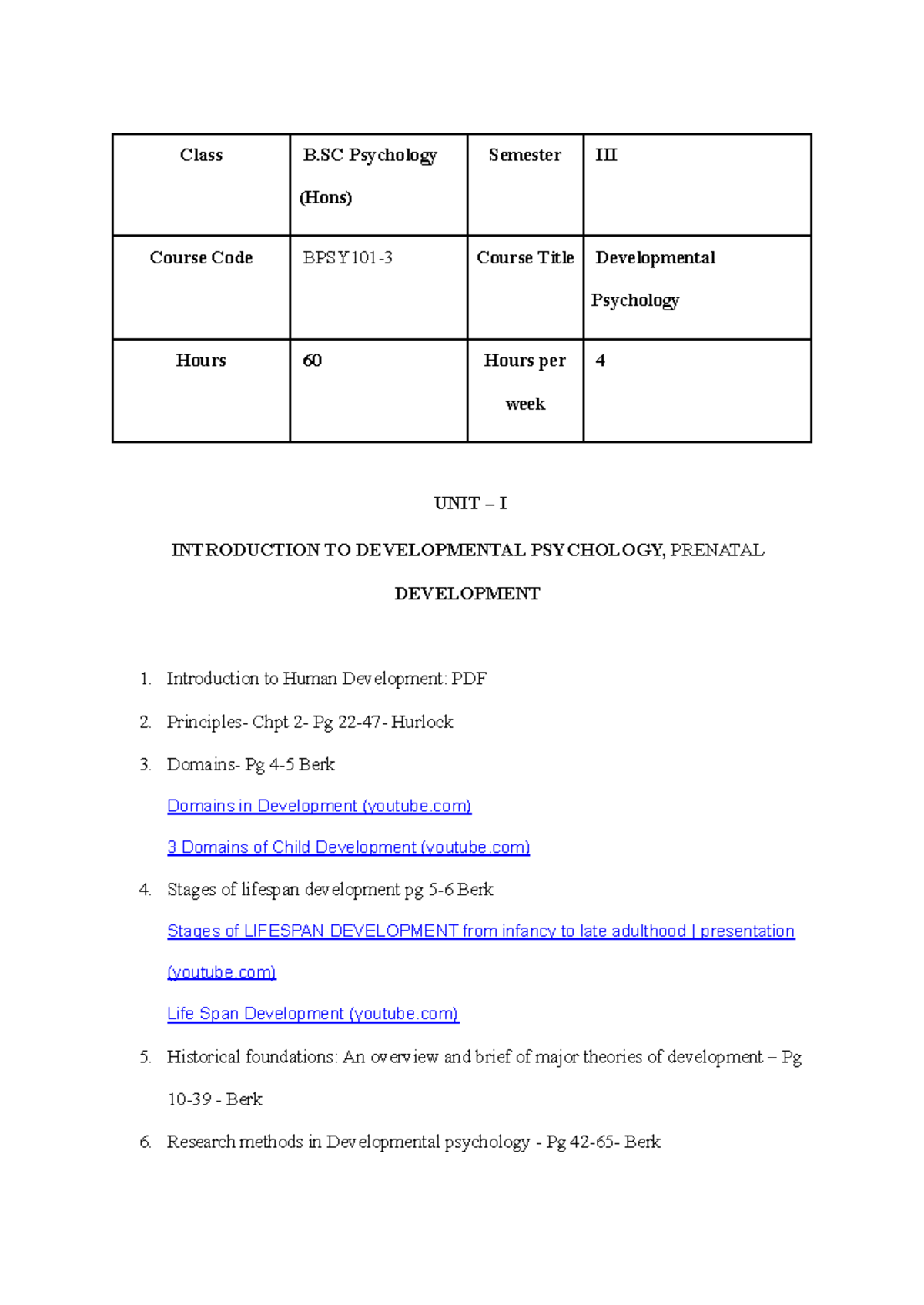 B.SC Psychology Developmental Psychology Unit I Notes - Studocu