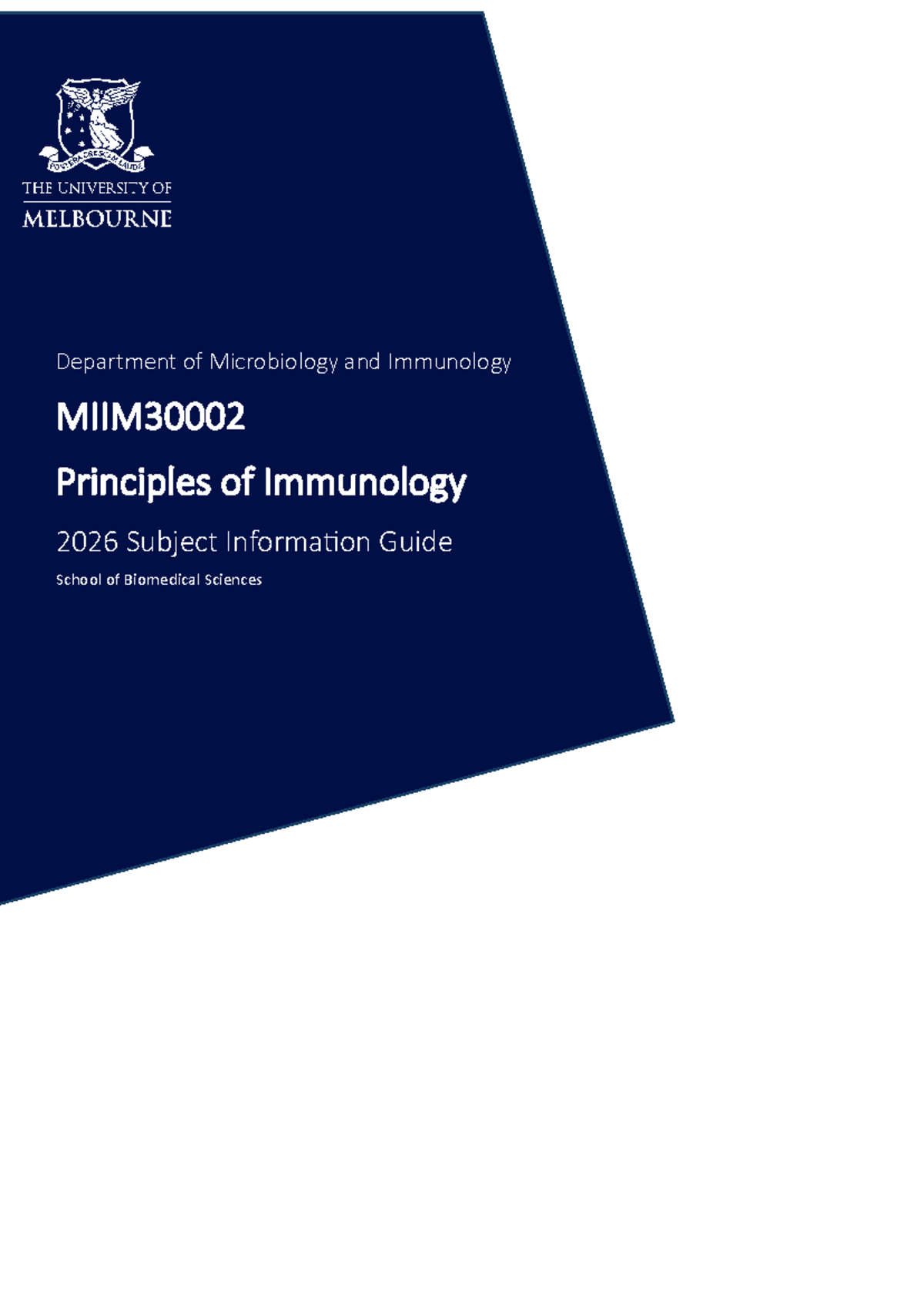 MIIM30002 Principles of Immunology Subject Guide - Semester 1 2026 ...