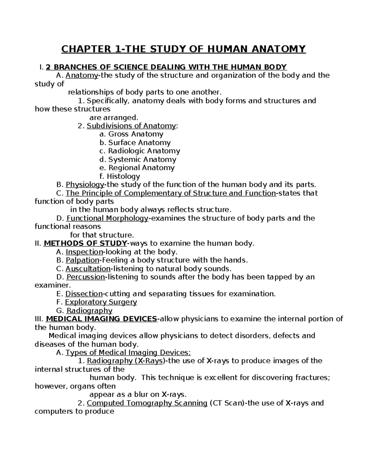 CHAPTER STUDY OF HUMAN ANATOMY I: STRUCTURE & FUNCTIONS OVERVIEW - Studocu