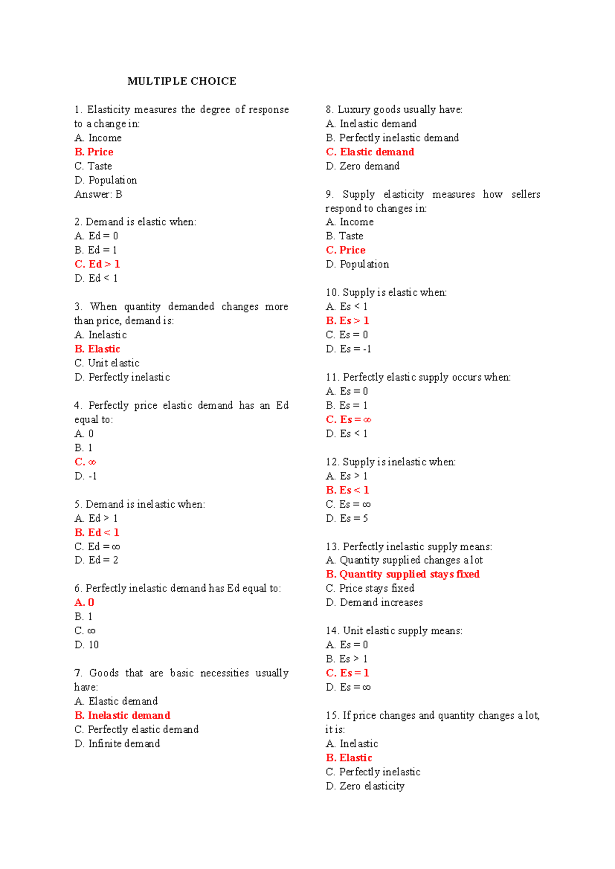 Eco Dev Group-4 QA: Elasticity Practice Test Questions - Studocu