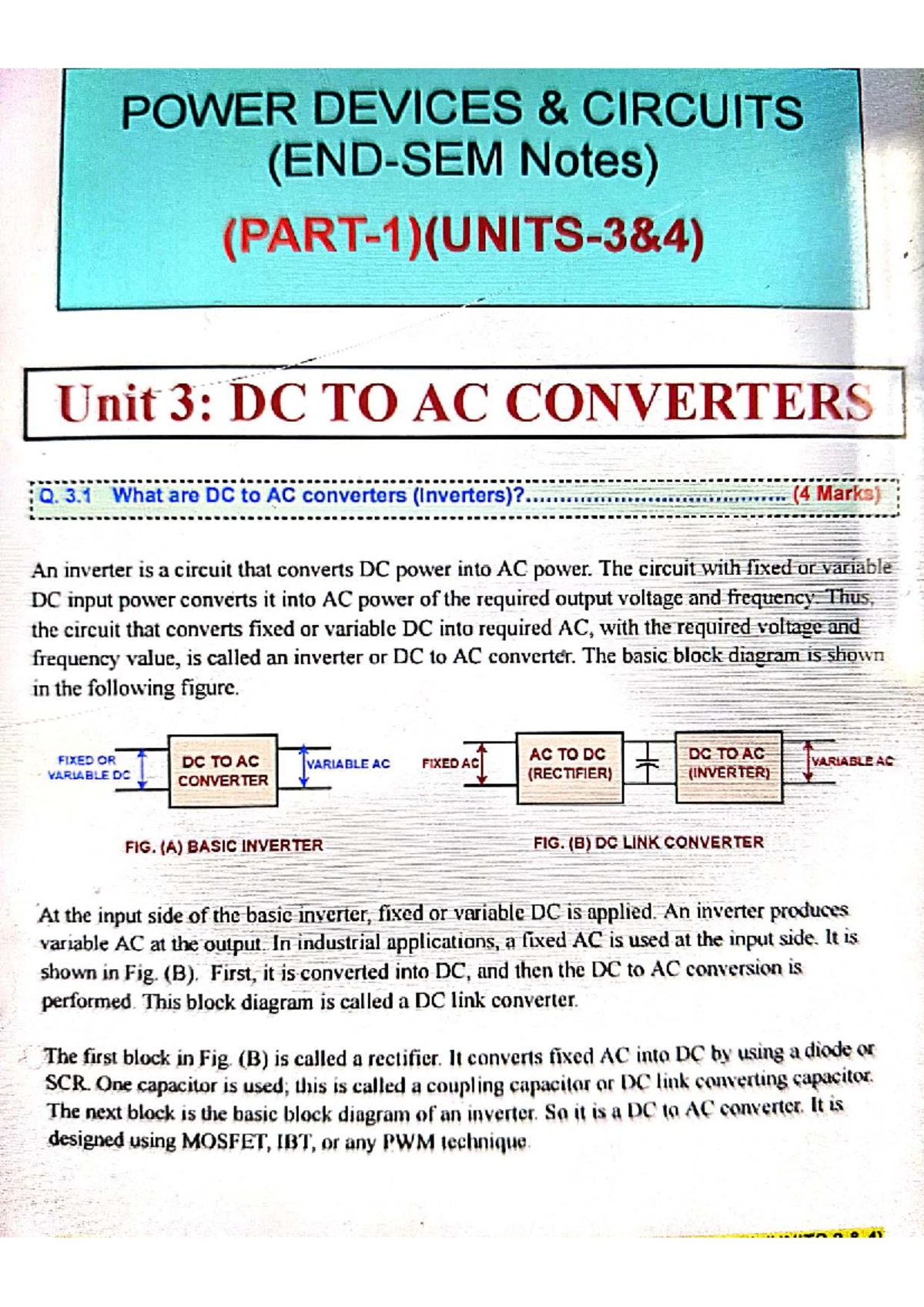 PDC (UNITS 3 4) - Notes on DC to AC Converters and Inverter ...