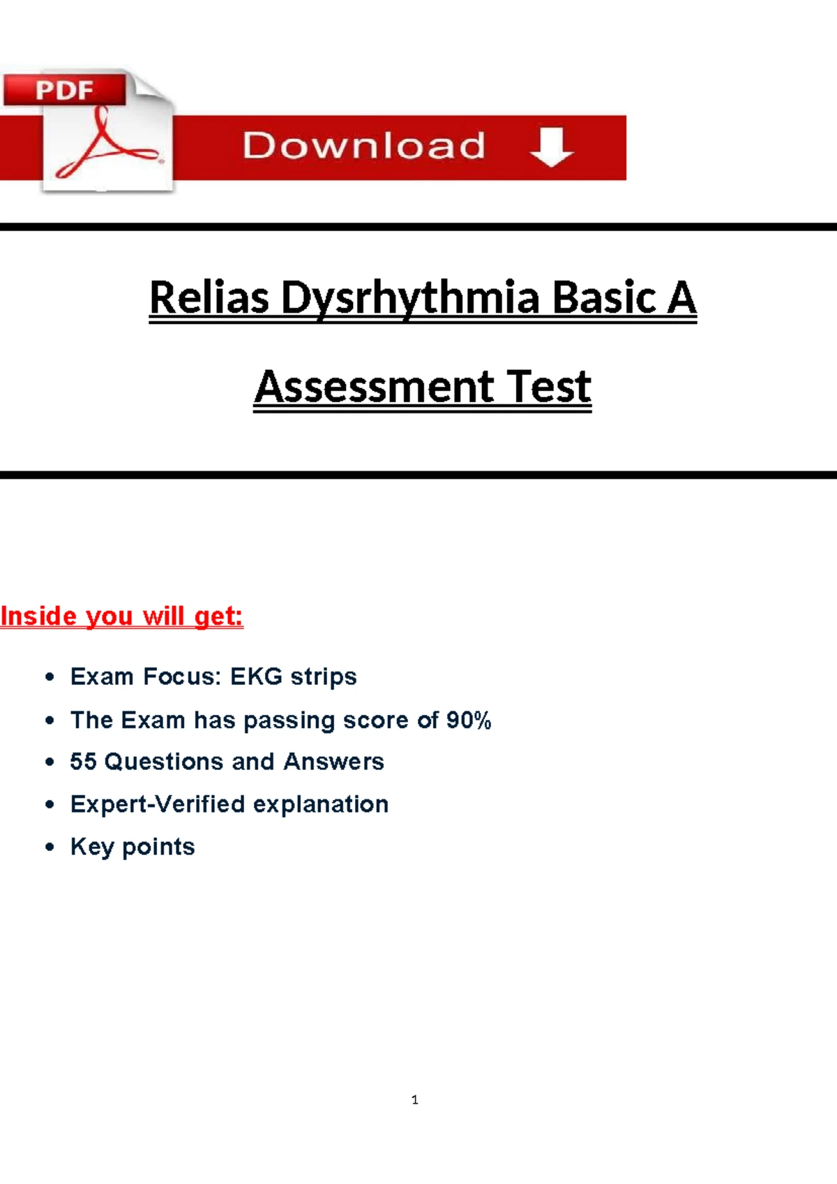 Relias Dysrhythmia Basic A Assessment Test: Key Concepts & EKG Focus ...