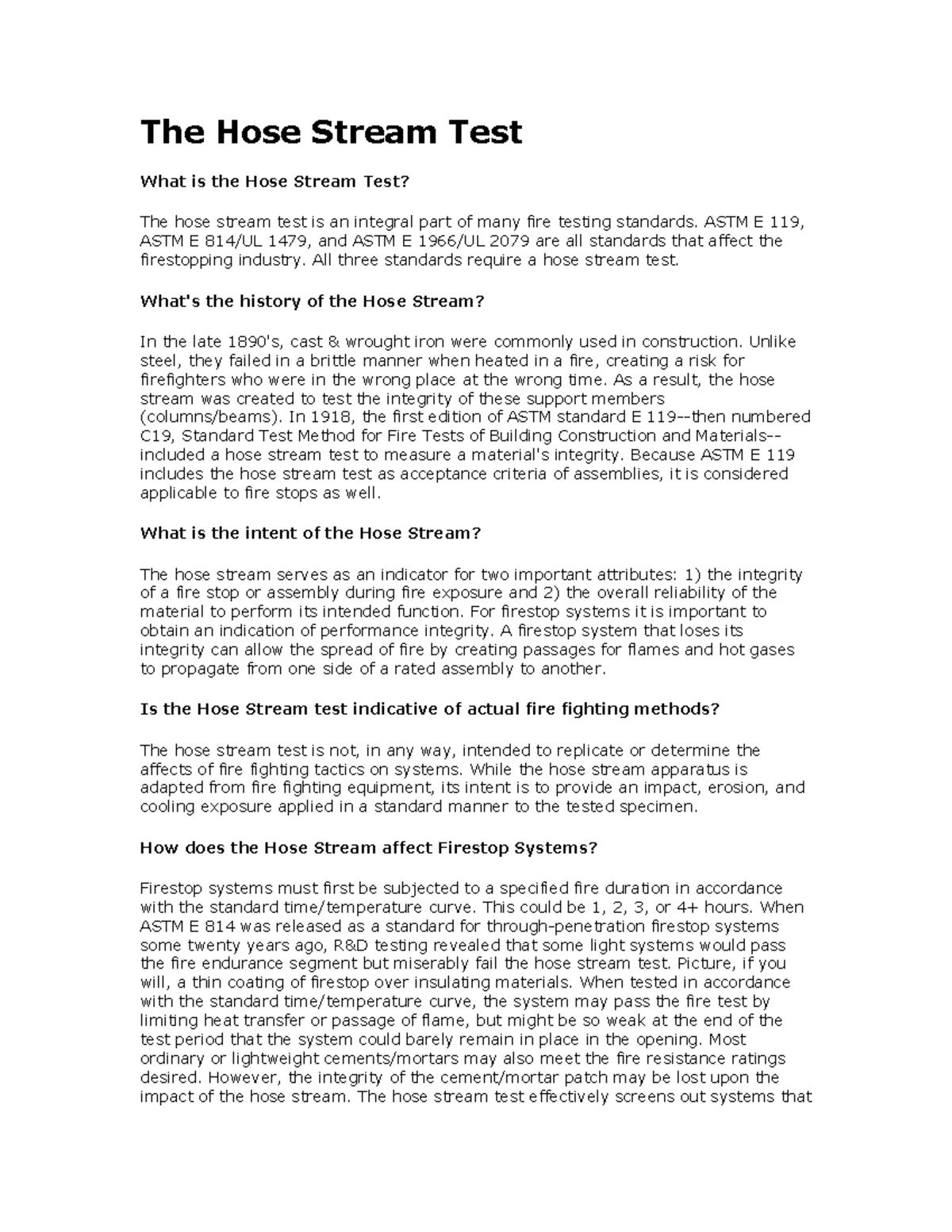 24 - Fluid and thermal behaviour - The Hose Stream Test What is the ...