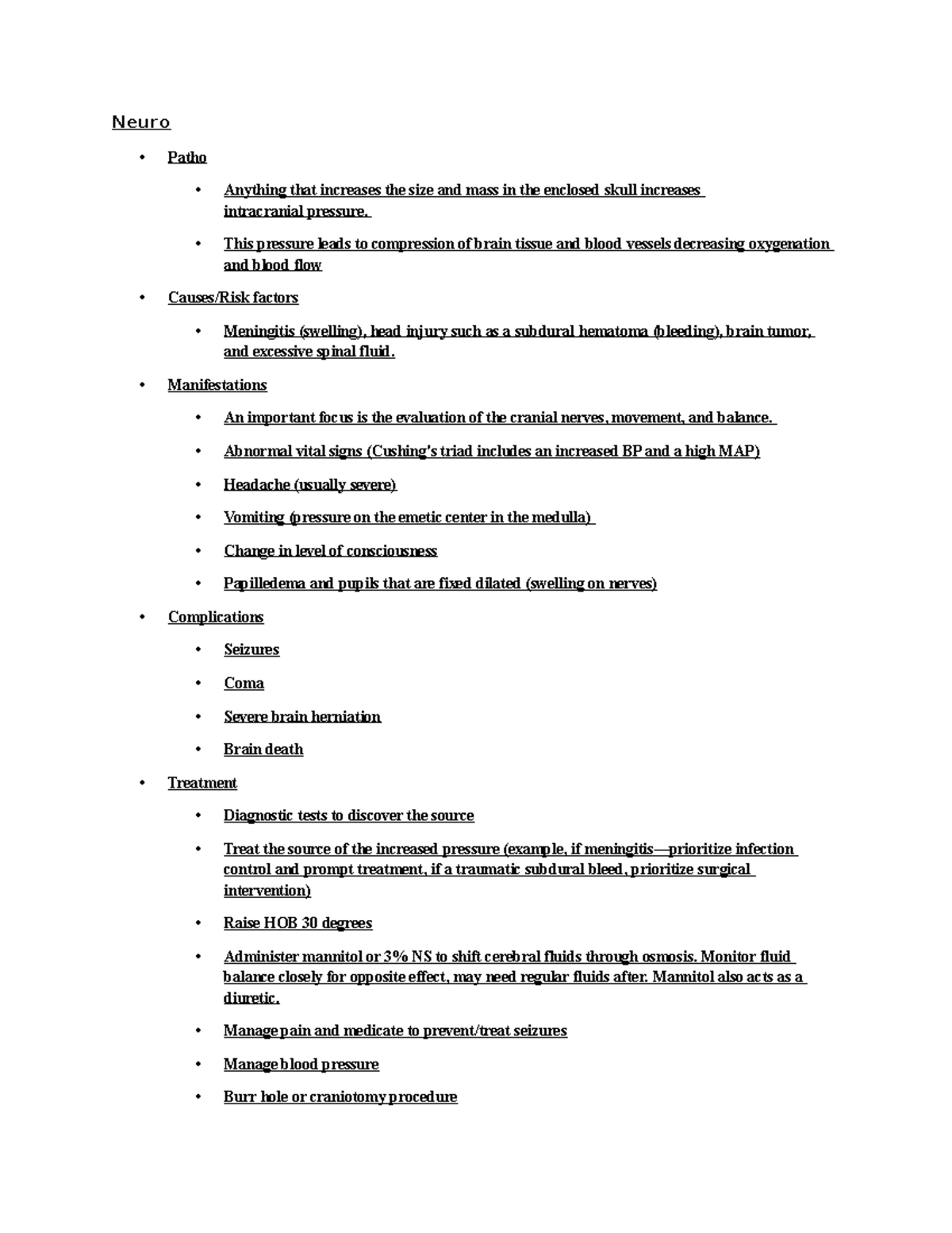 Neuro Patho: Intracranial Pressure and Management Strategies - Studocu